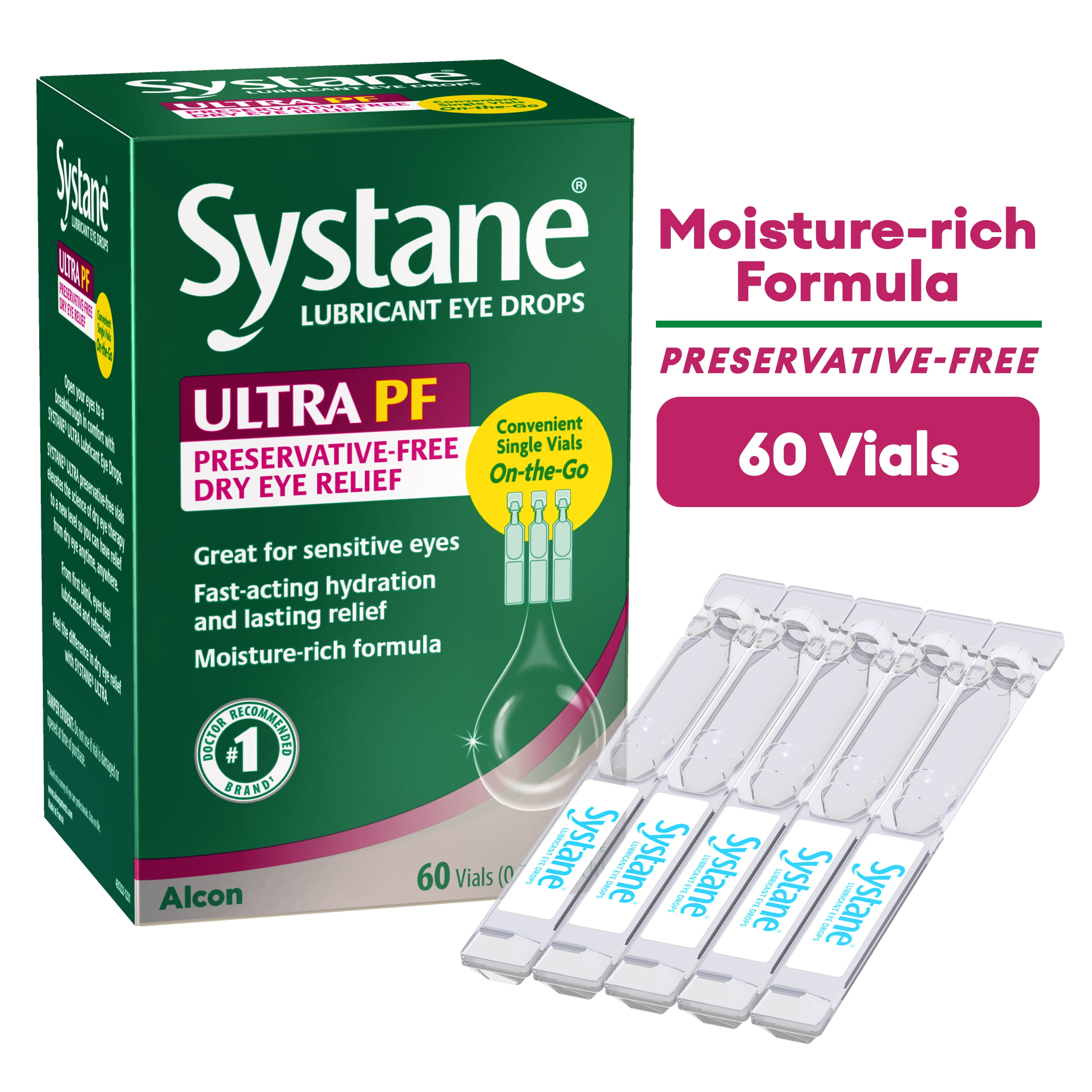 Systane Ultra Lubricant Eye Drops, Preservative-Free, Single-Use Vials ...