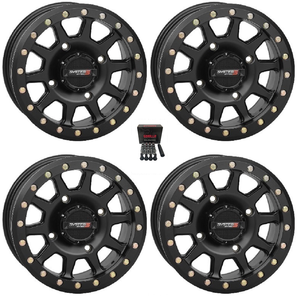 System 3 SB-3 Beadlock 15x10 Wide Wheels Black Can-Am Commander ...