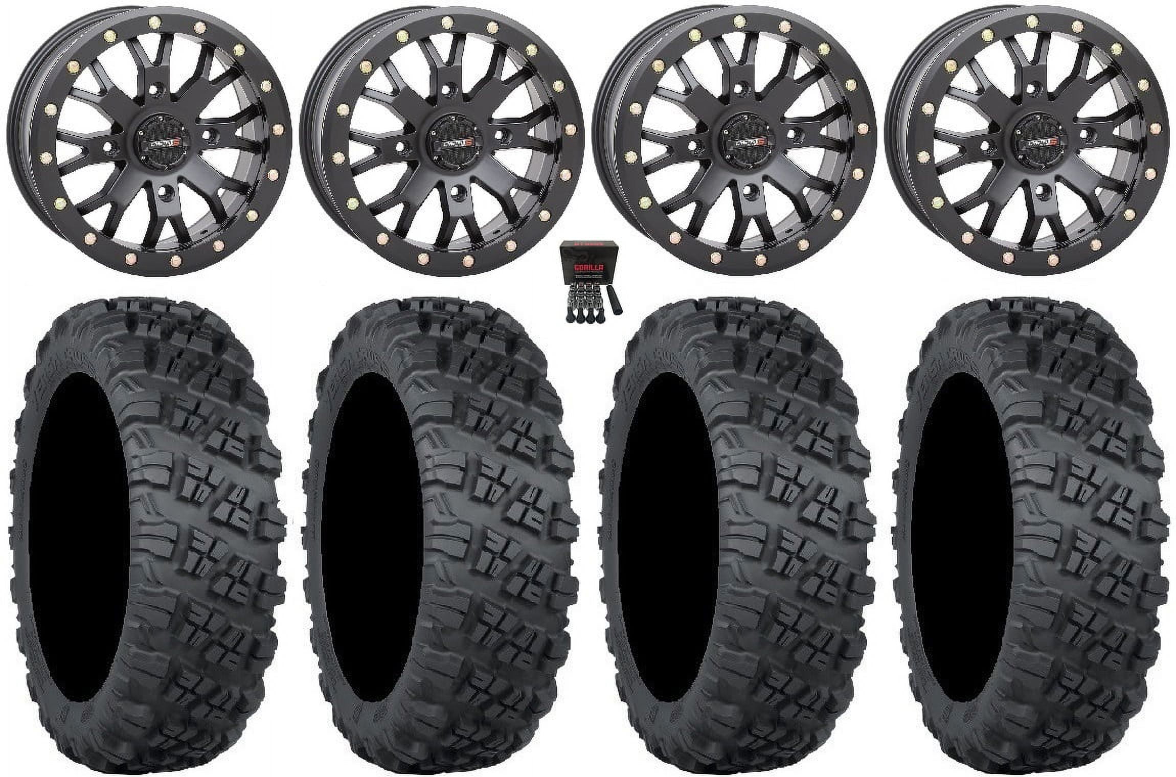 System 3 SB-4 14" Wheels Black (6+1) 32" Versa Cross V3 Tires Can-Am ...