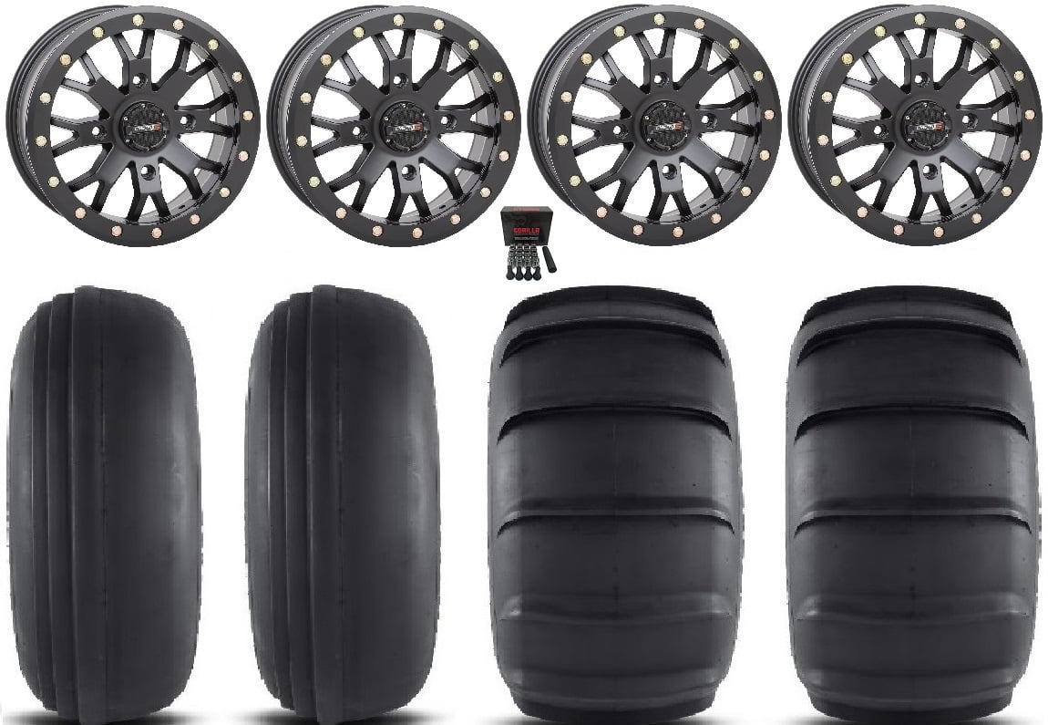 System 3 SB-4 15" Wheels Bk 32" Sand Slinger Tires Sportsman RZR Ranger ...
