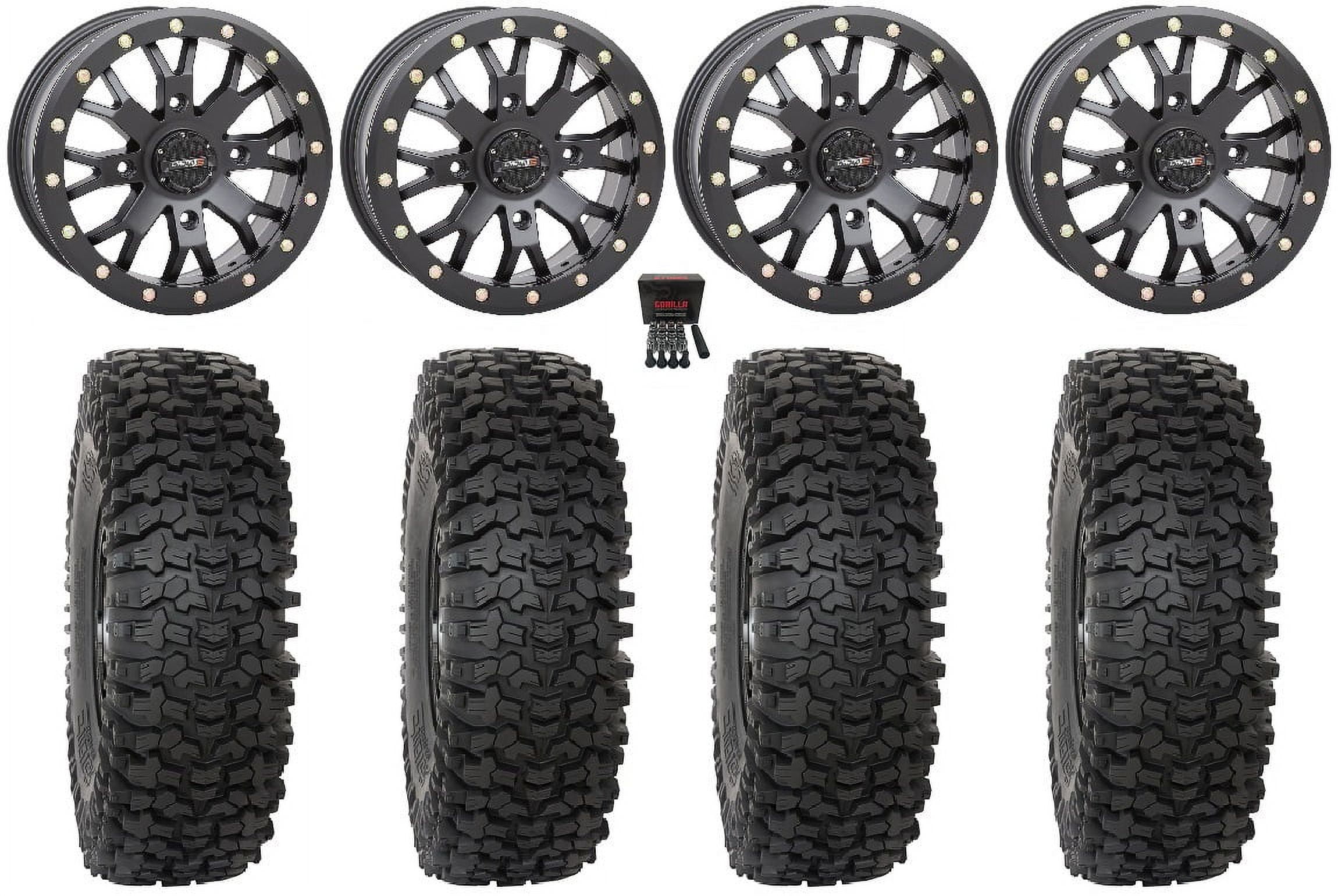 System 3 SB-4 15" Wheels Bk (4+3) 33" RC500S Sticky Tires Sportsman RZR ...