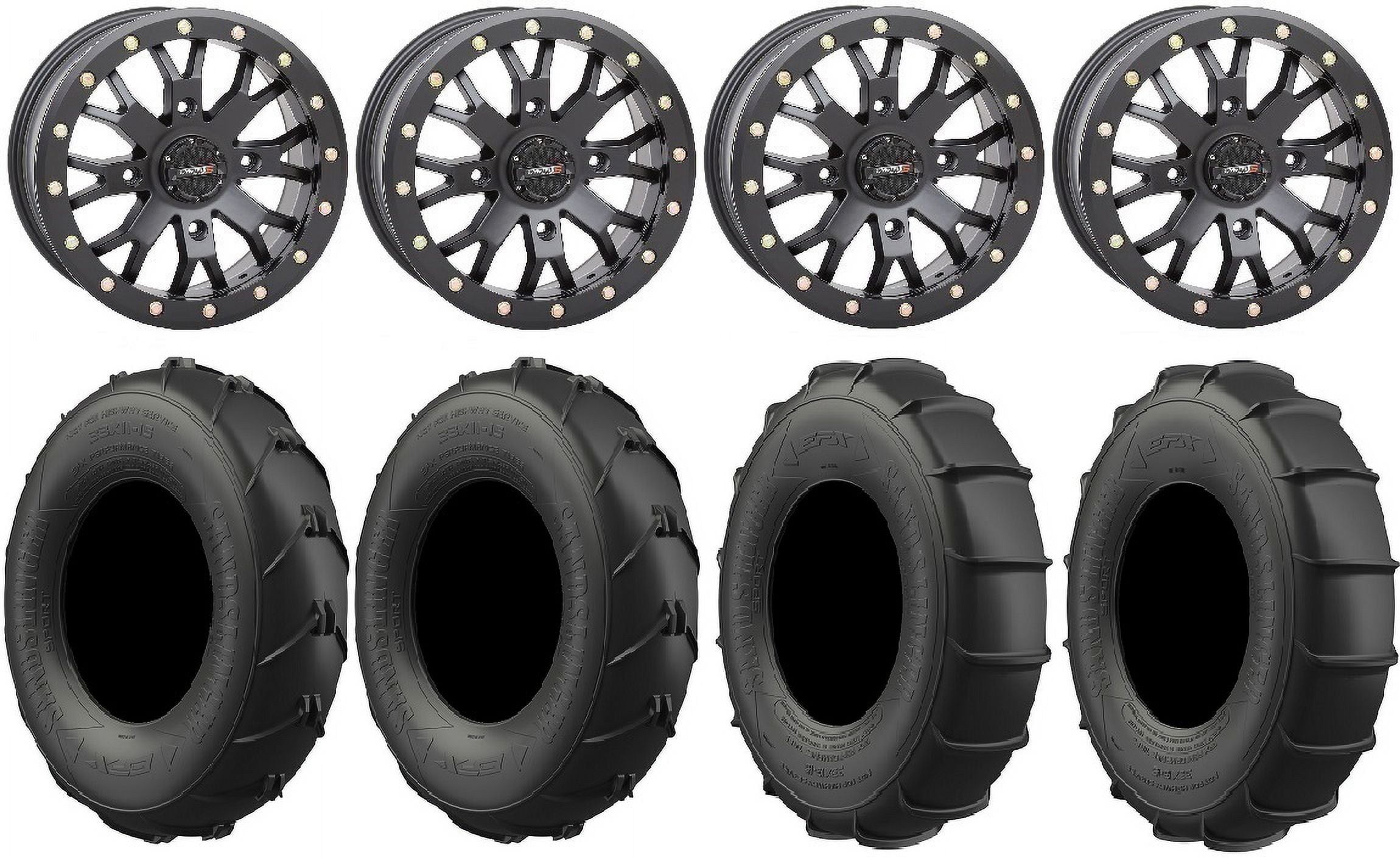 System 3 SB-4 15" Wheels Black 33" Sand Slinger Tires Can-Am Commander ...