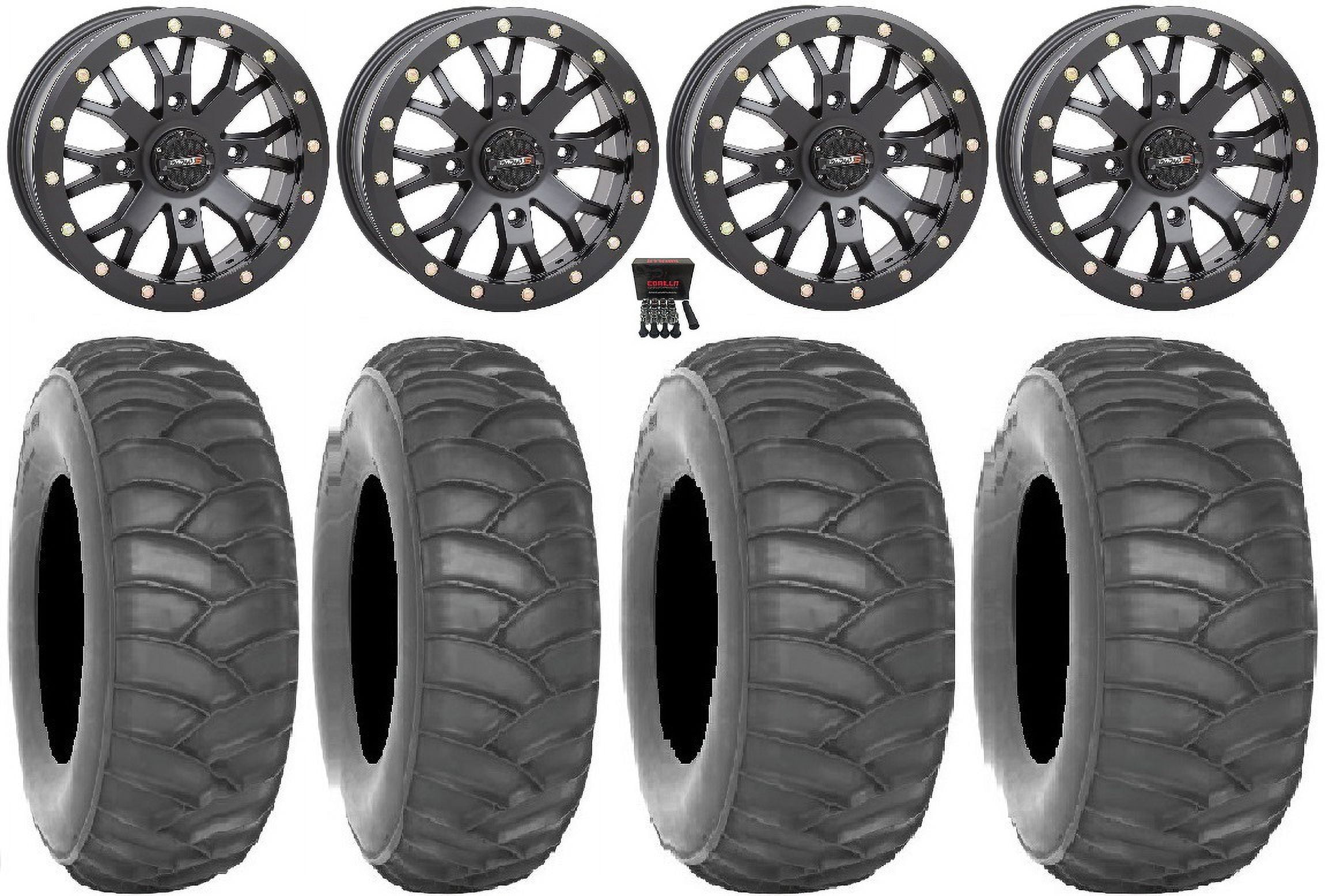 System 3 SB-4 15" Wheels Black 35" SS360 Tires Polaris RZR XP 1000 ...