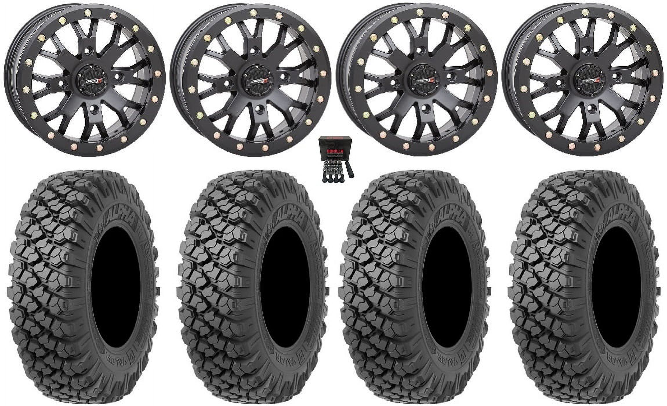 System 3 SB-4 15" Wheels Black (6+1) 32" Alpha Tires Can-Am Maverick X3 ...