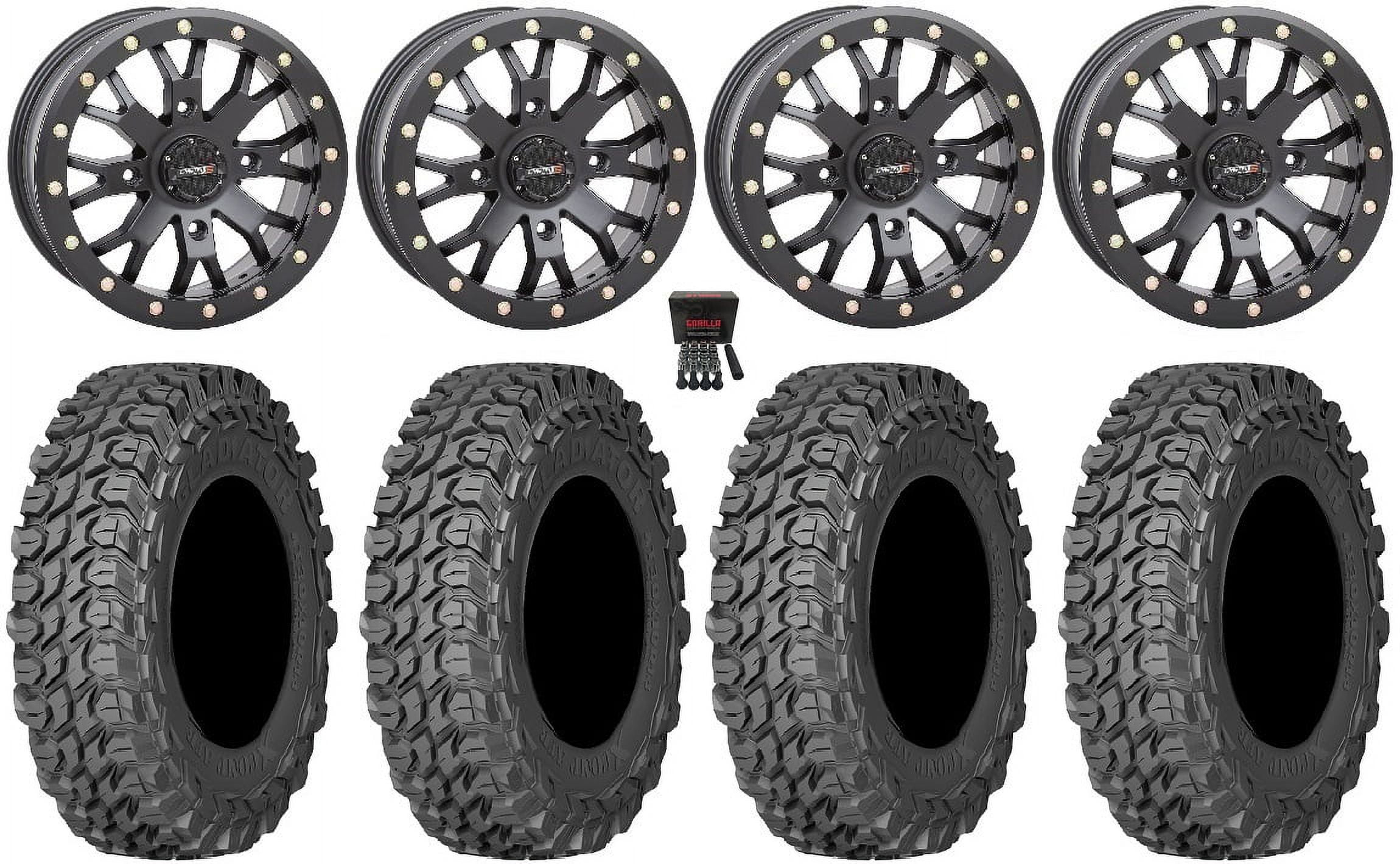 System 3 SB-4 15" Wheels Black (6+1) 32" X Comp ATR Tires Polaris RZR ...