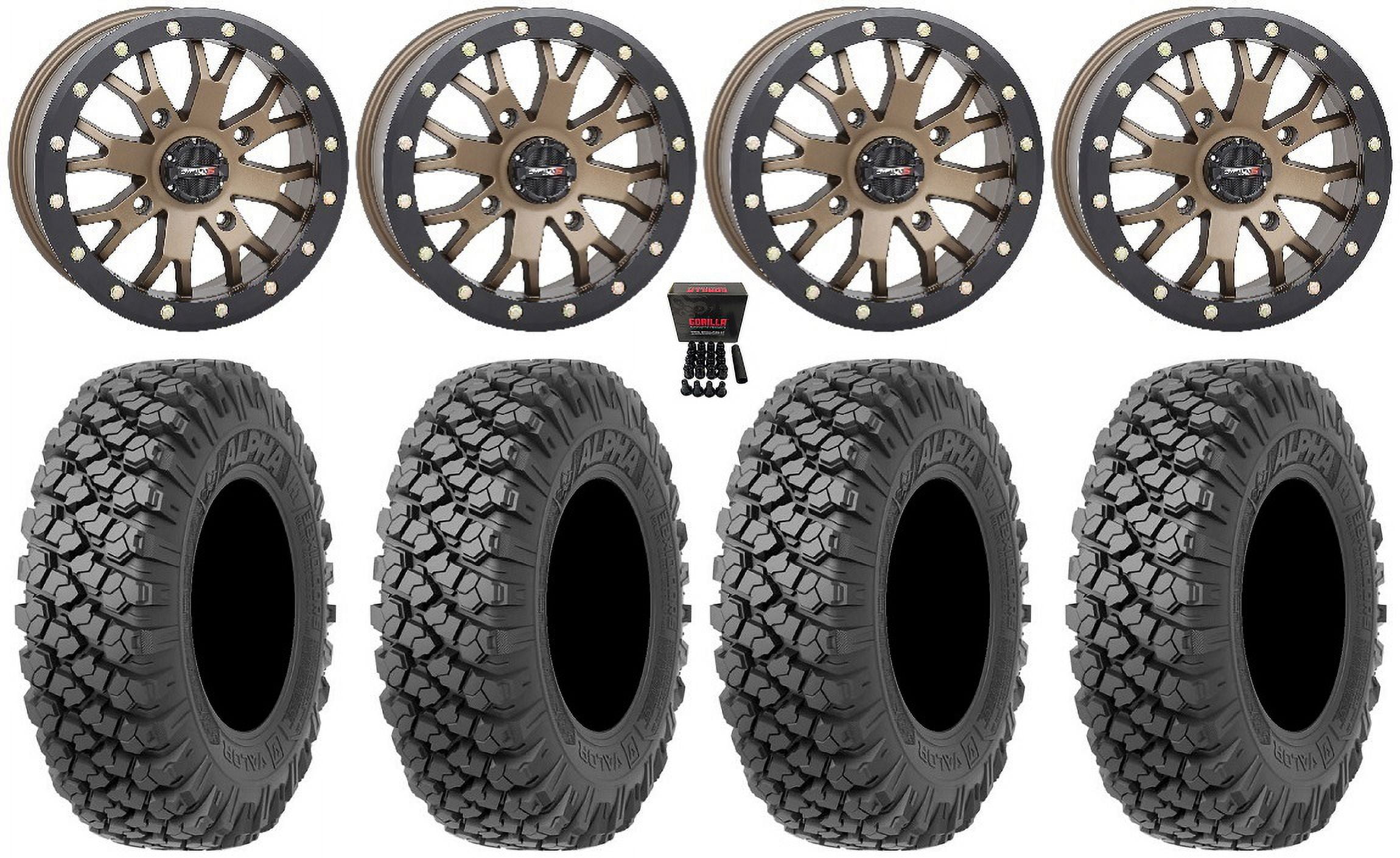System 3 SB-4 15" Wheels Bronze (6+1) 35" Alpha Tires Can-Am Maverick ...