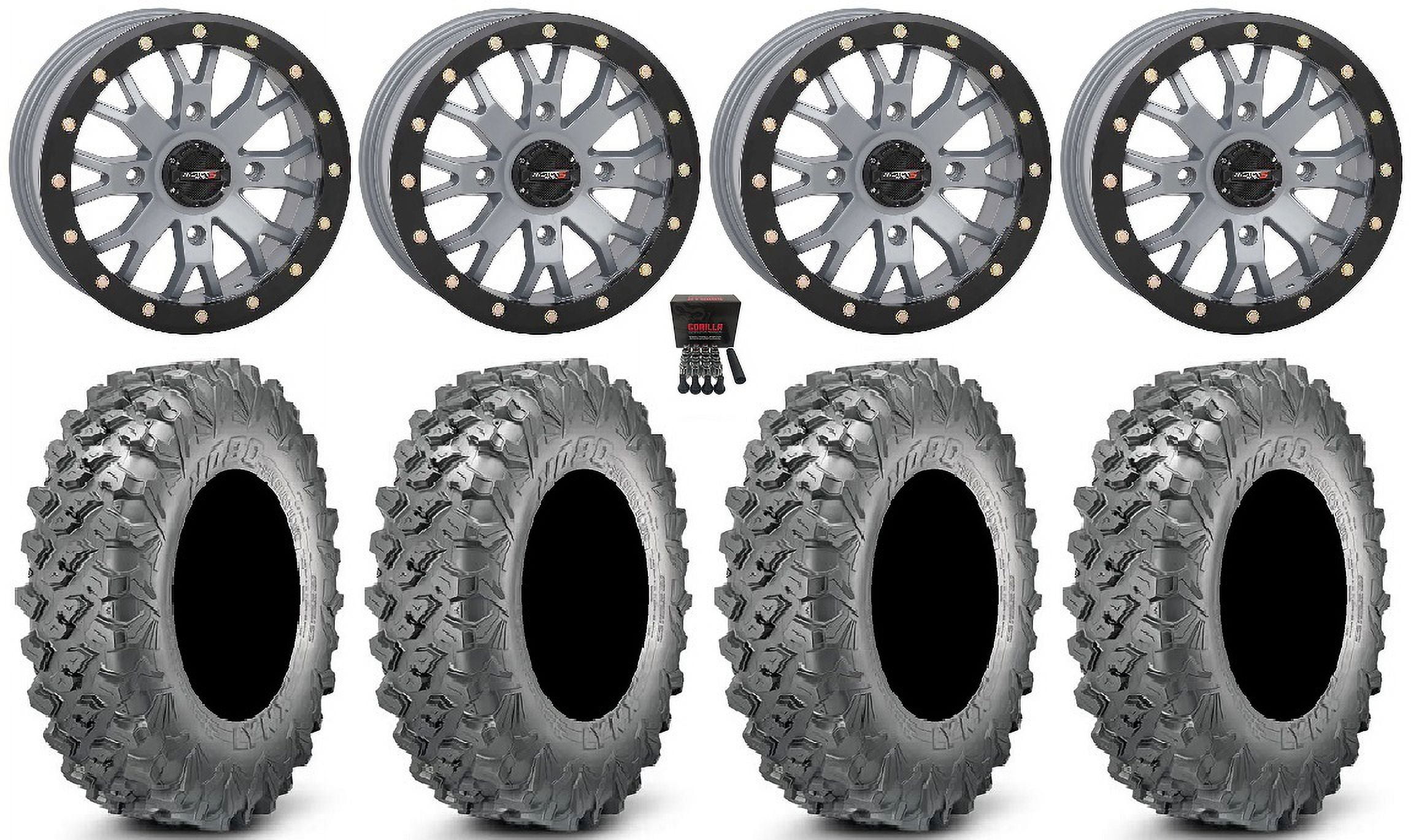 System 3 SB-4 15" Wheels Grey (6+1) 35" Lynx SXS Tires Polaris RZR XP 1000 / PRO XP / Ranger XP ...