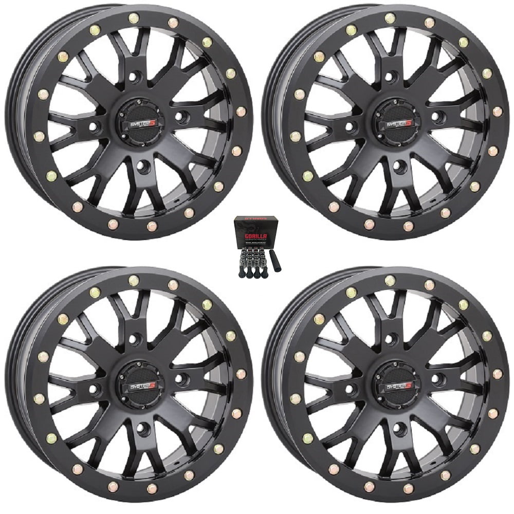 System 3 SB-4 Beadlock 14x10 Wide Wheels Black (5+5) Kawasaki Mule Pro ...