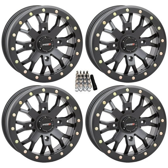 System 3 SB-4 Beadlock 14x7/14x10 UTV Wheels Black Polaris RZR 1000 XP ...
