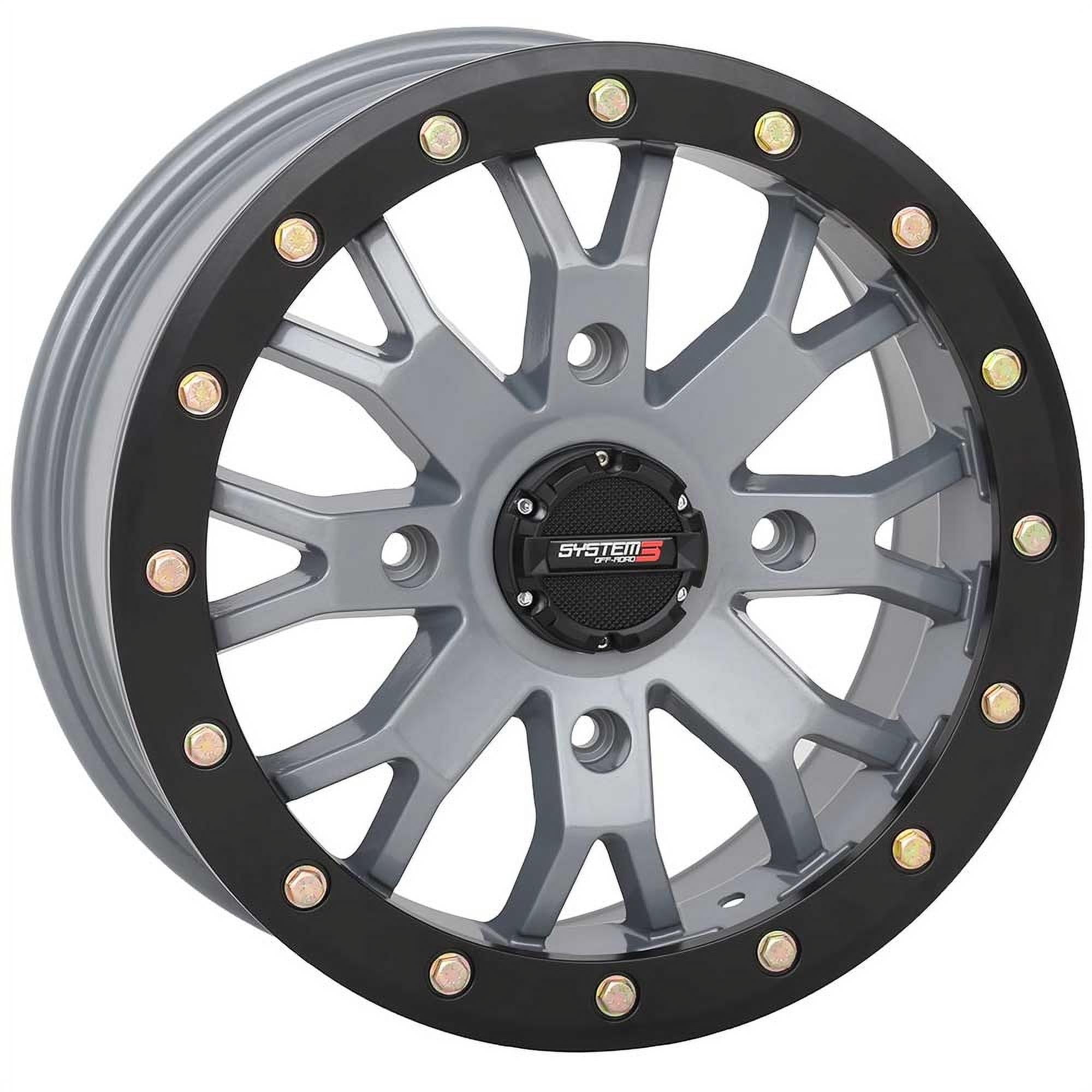 System 3 SB-4 Beadlock 14x7 ATV/UTV Wheel - Cement Grey (4/156) 6+1 ...