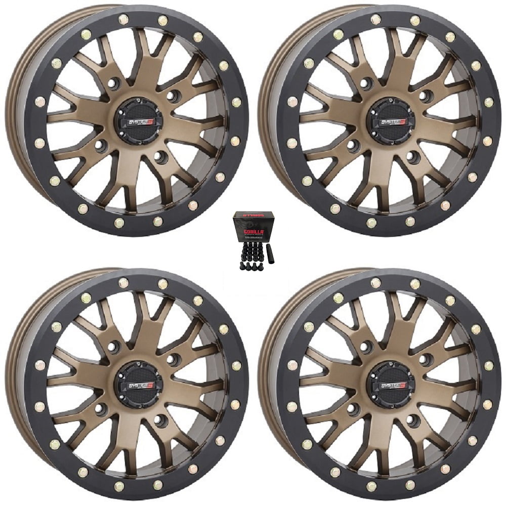 System 3 SB-4 Beadlock 15x10 Wide Wheels Bronze (5+5) Kawasaki Mule Pro ...