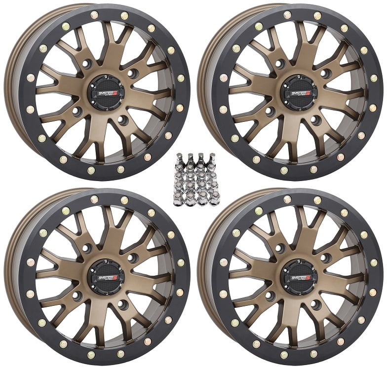 System 3 SB-4 UTV Rims, 14" Bronze Beadlock Wheels for Can-Am Commander ...