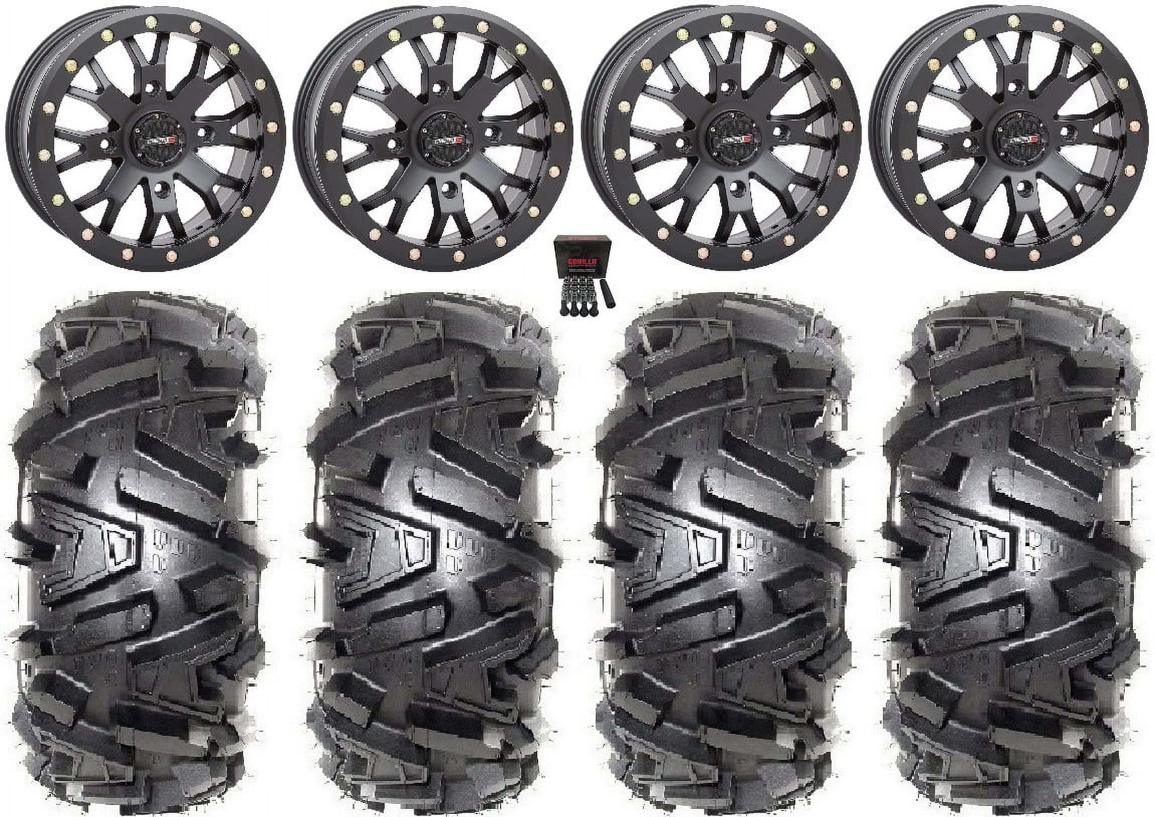 System 3 SB-4 Black (4+3) 15" Wheels 28" Moto MTC Tires Can-Am ...