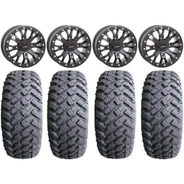 System 3 SB-4 Black (6+1) 14" Wheels 28" MotoHammer Tires Kawasaki Mule ...