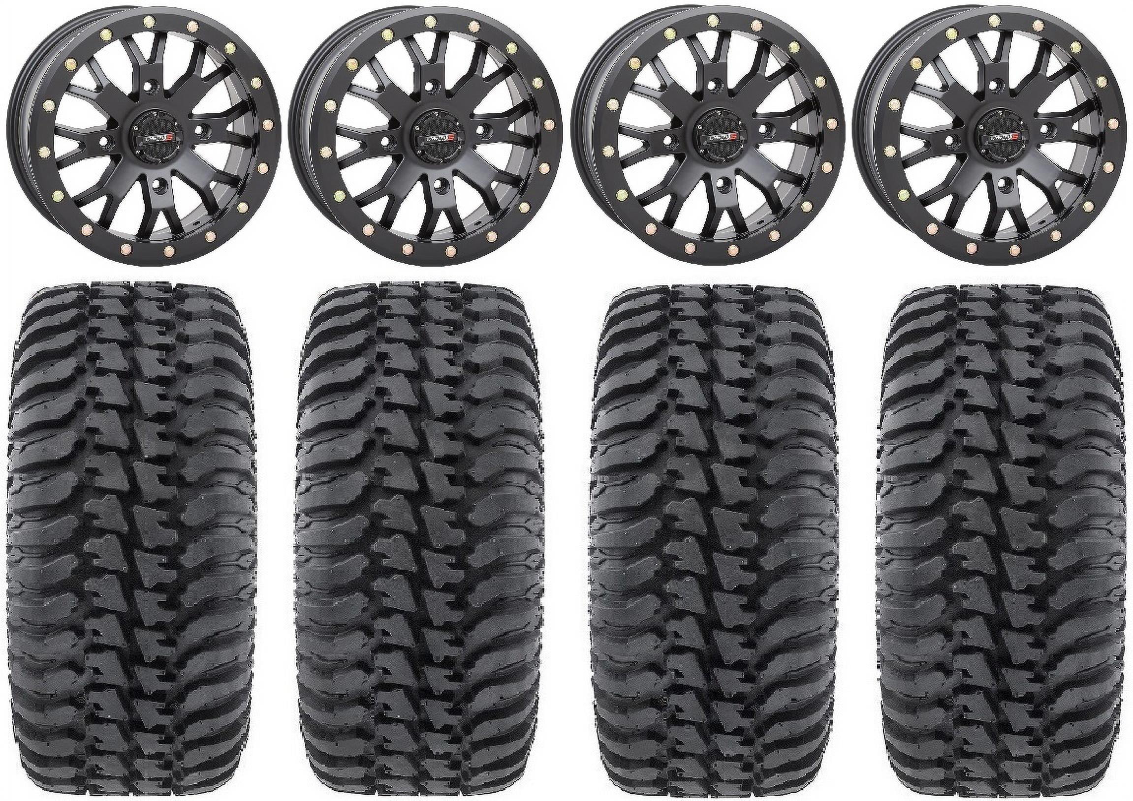 System 3 SB-4 Black (6+1) 14" Wheels 28" Regulator Tires Polaris RZR XP ...