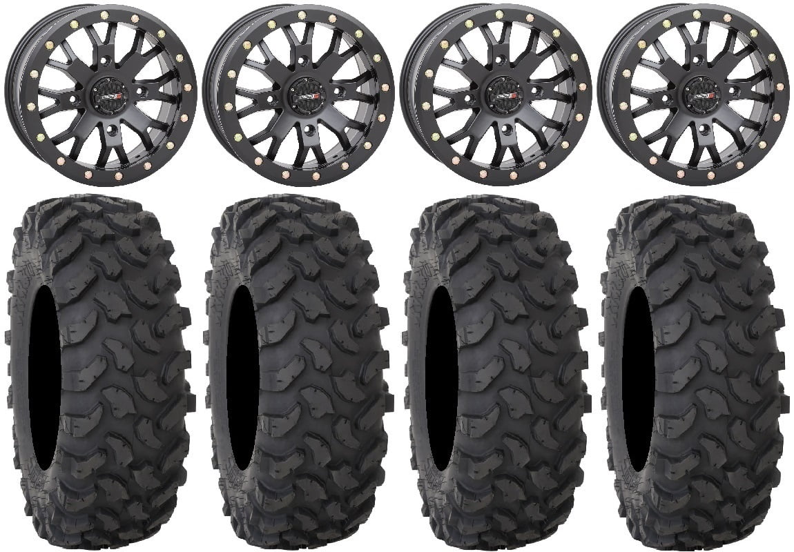 System 3 SB-4 Black (6+1) 15" Wheels 37" XTR370 Tires Polaris RZR XP ...