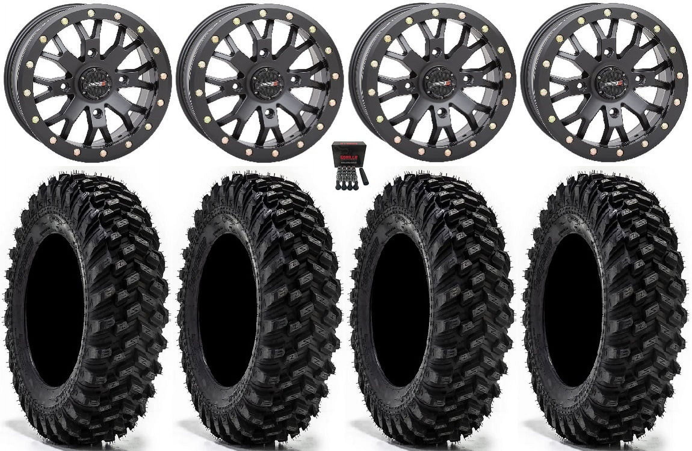 System 3 SB-4 Black (6+1/4+3) 15" Wheels 32" Warrior XT Tires Honda ...