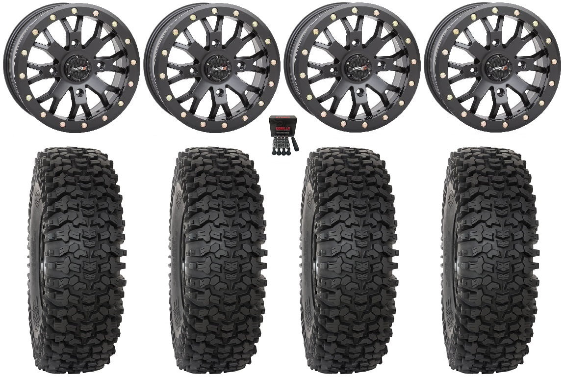 System 3 SB-4 Black (6+1/4+3) 15" Wheels 35" RC500 Tires Honda Talon ...