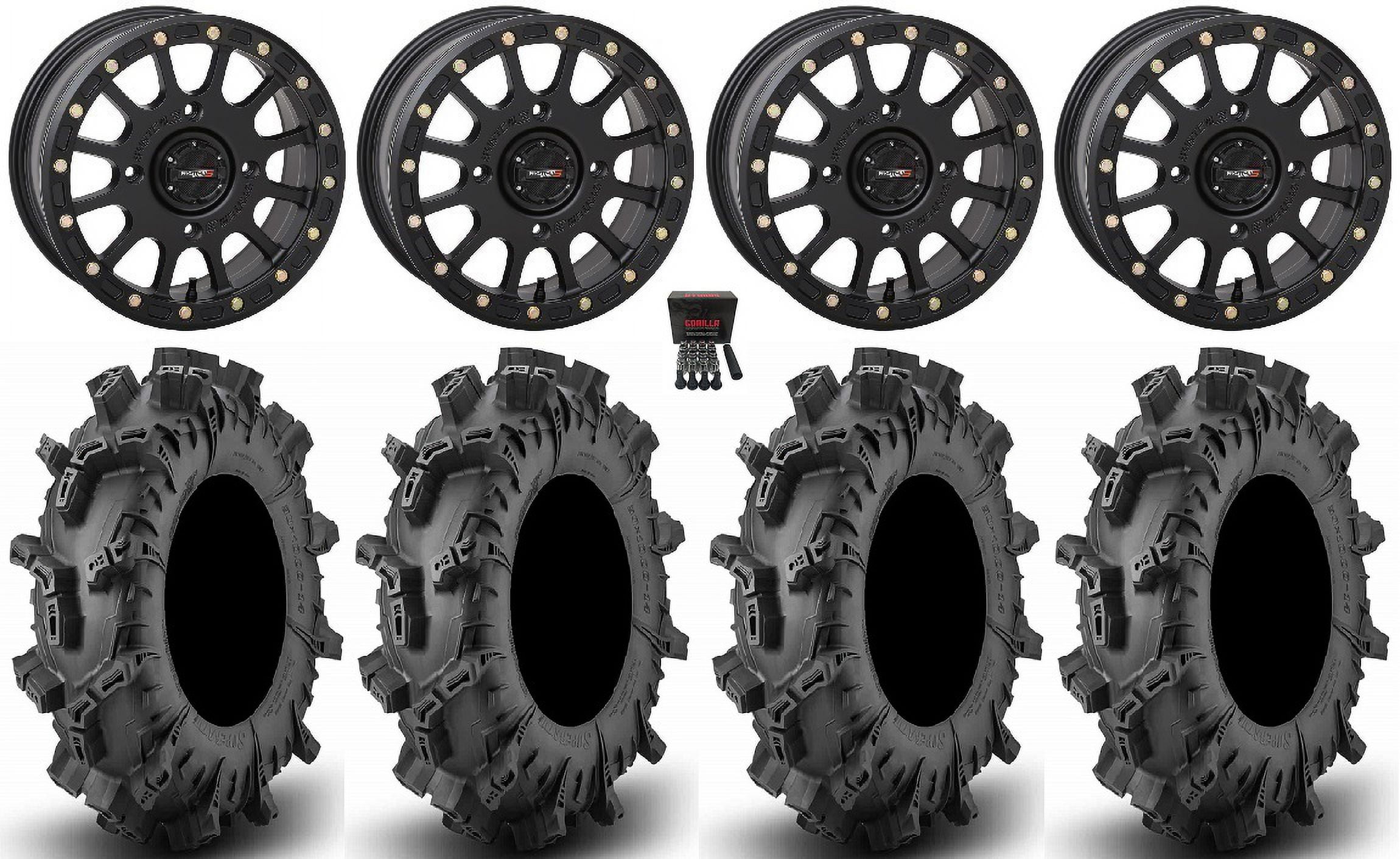 System 3 SB-5 14" Wheels Bk 30" Terminator Max Tires Sportsman RZR ...