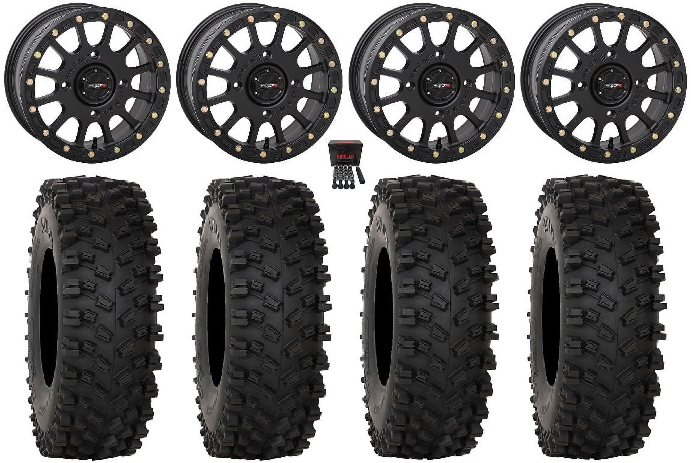 System 3 SB-5 14" Wheels Black 28" ATX470 Tires Can-Am Commander ...