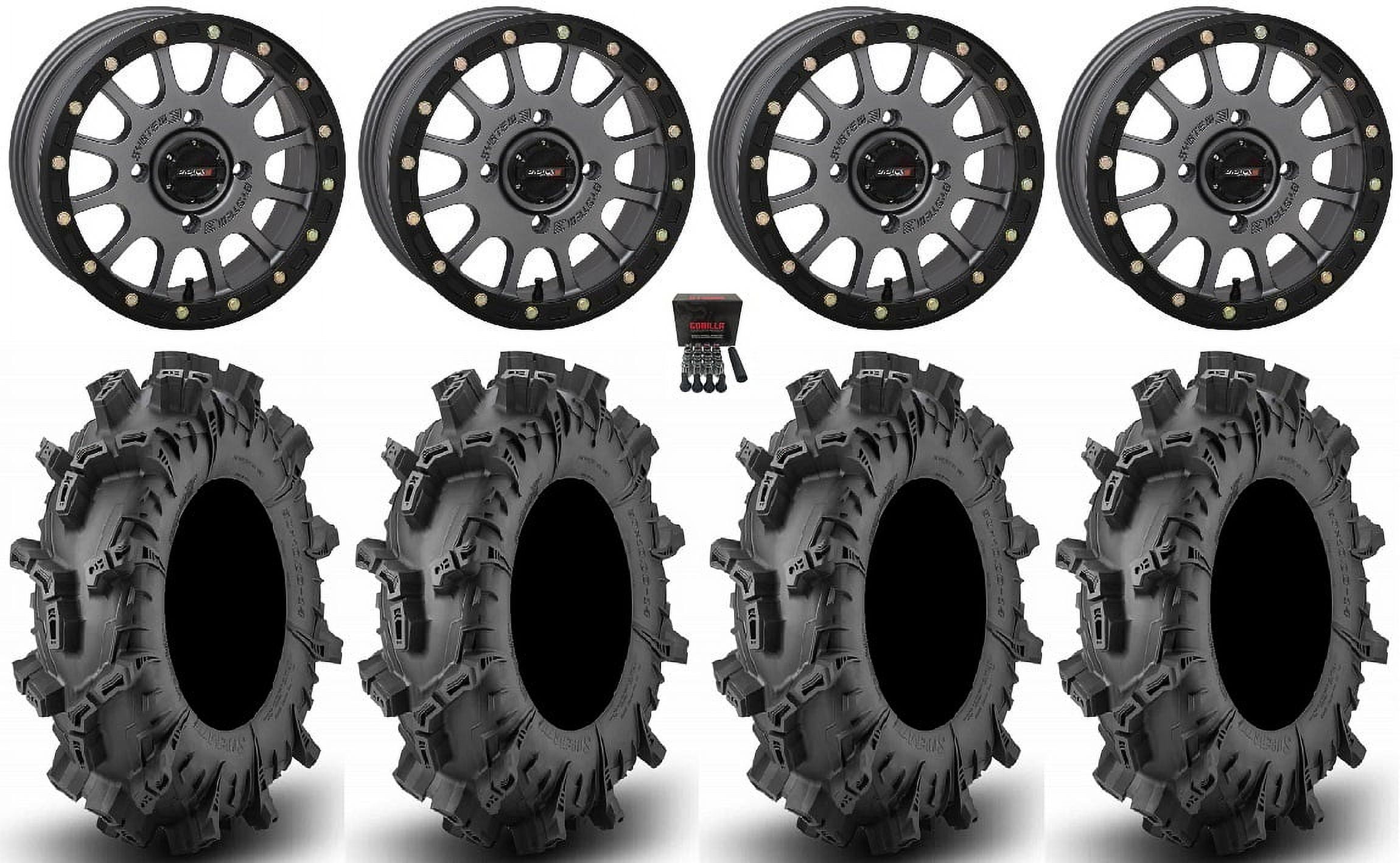 System 3 SB-5 14" Wheels Grey 30" Terminator Max Tires Can-Am Maverick ...