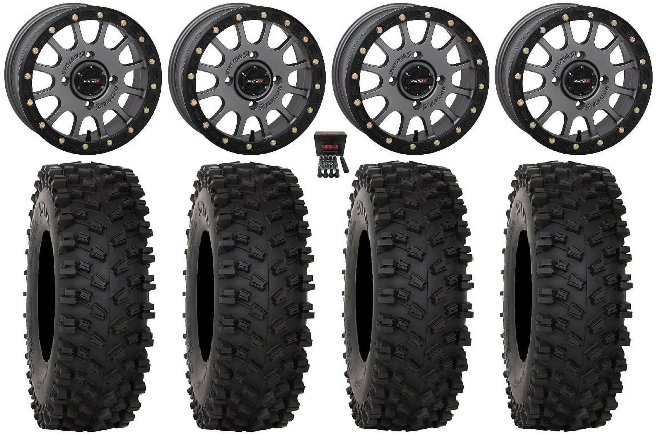 System 3 SB-5 15" Wheels Grey 35" ATX470 Tires Kawasaki Mule Pro FXT ...