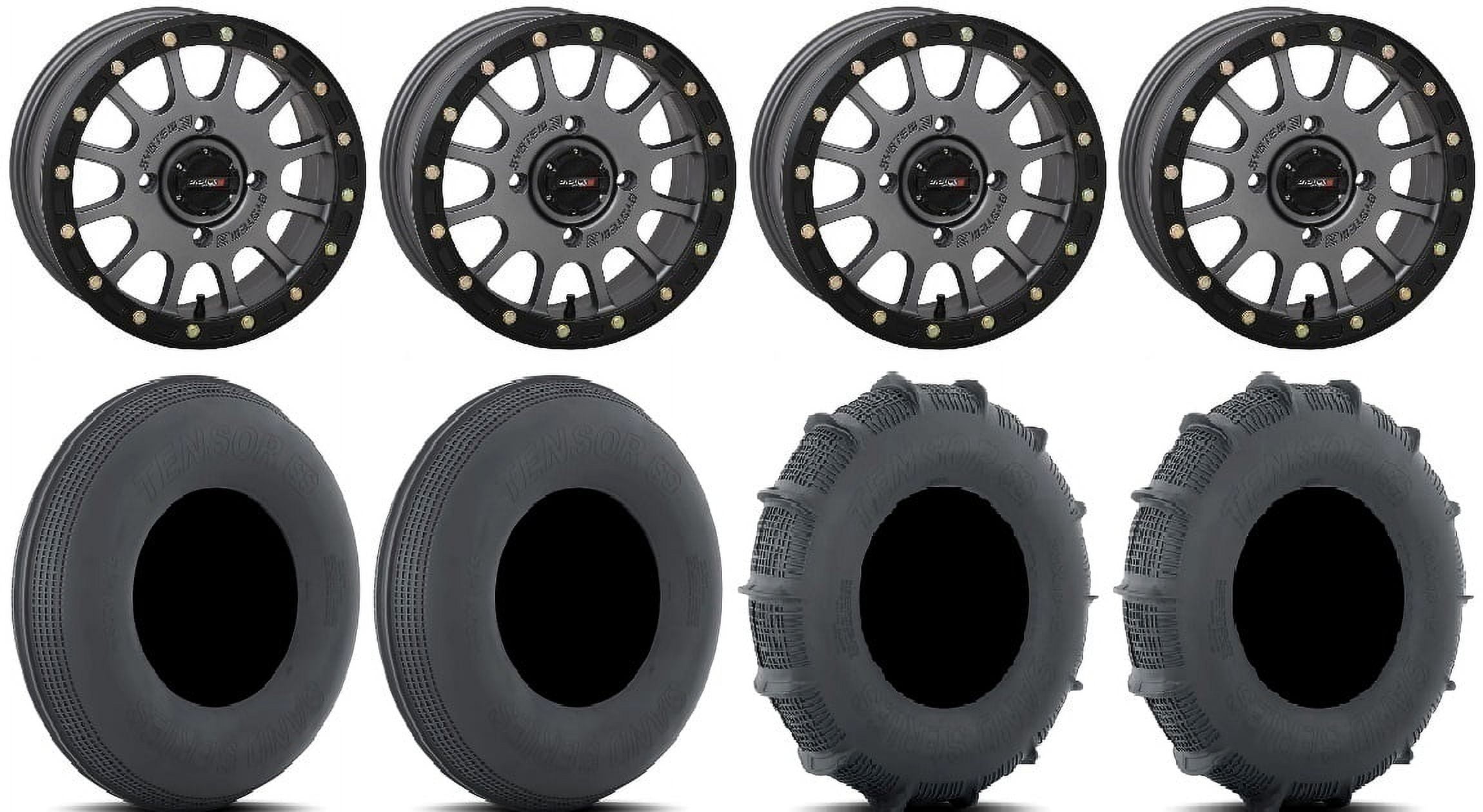 System 3 SB-5 15" Wheels Gunmetal 33" Sand Series SS Tires Polaris RZR ...