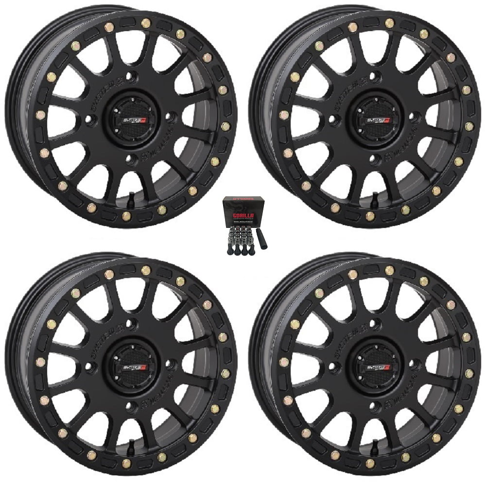 System 3 SB-5 Beadlock 15x10 Wide Wheels Black Polaris RZR 1000 XP ...