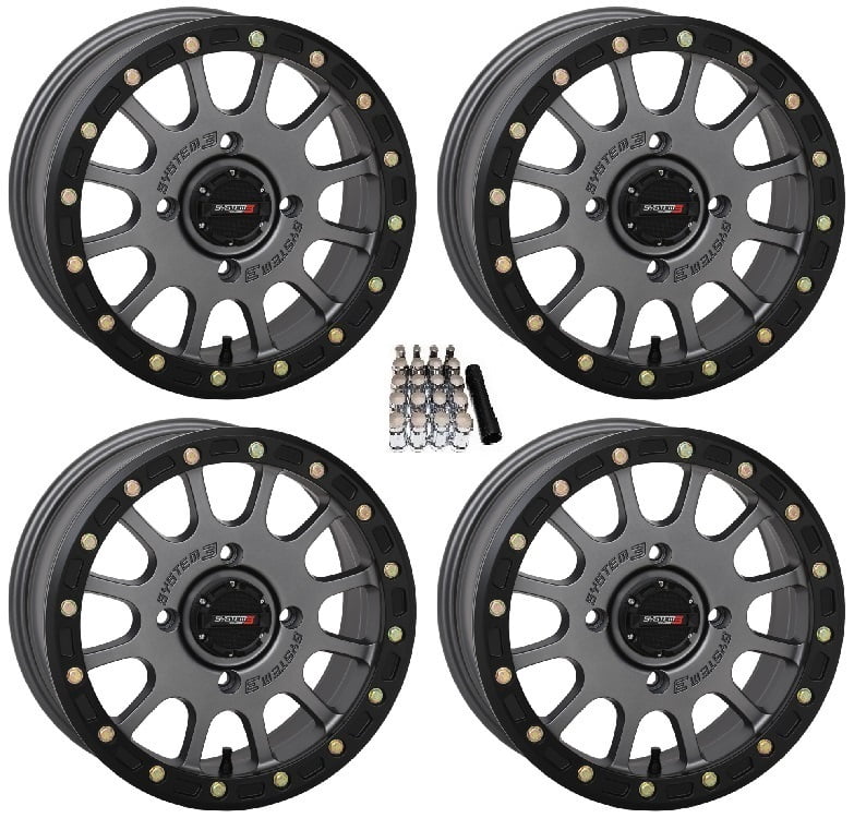 System 3 SB-5 Beadlock Gunmetal Wheels 15x7/15x10 Can-Am Maverick X3 ...