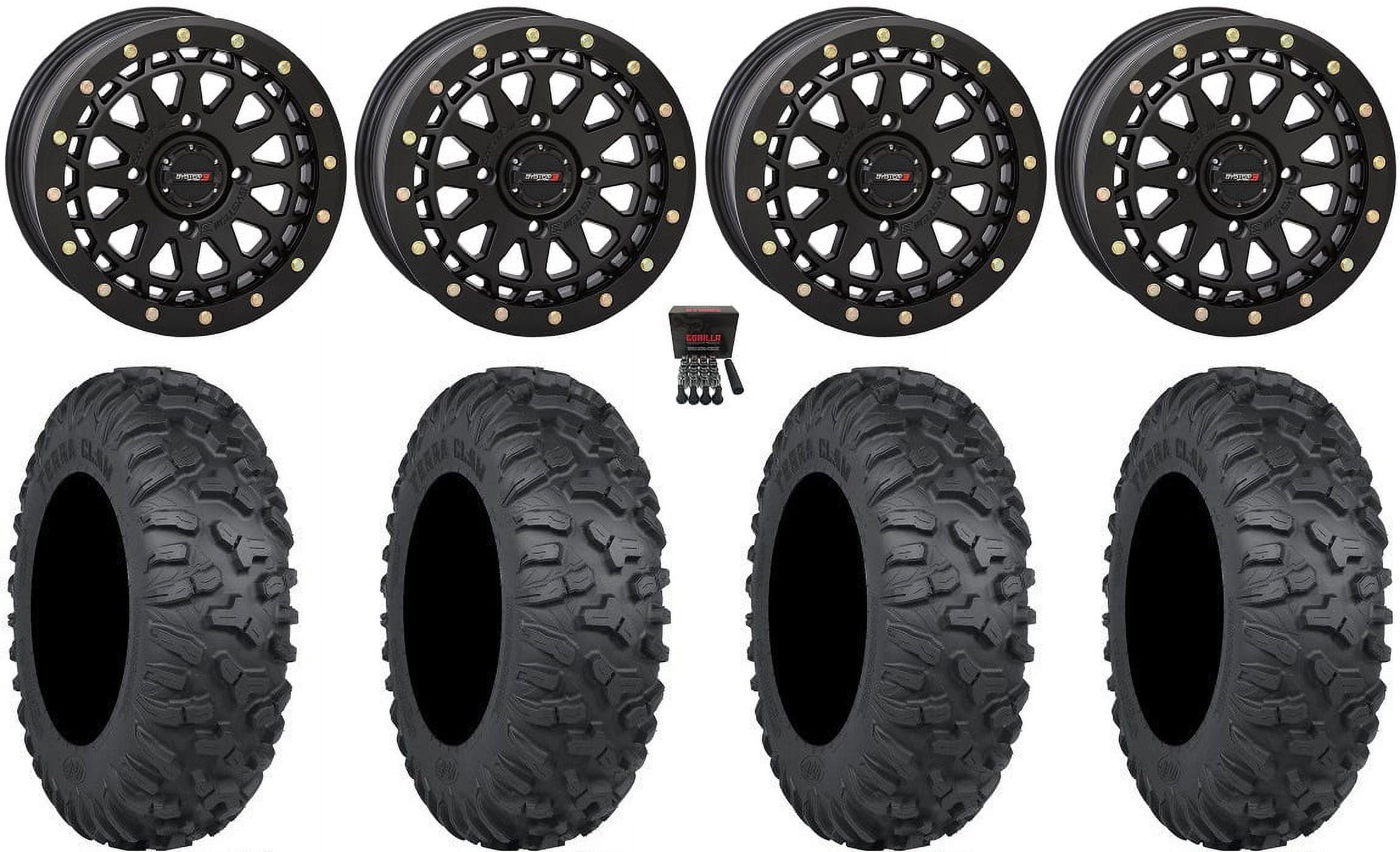 System 3 SB-6 15" Wheels Black (4+3) 30" Terra Claw Tires Polaris RZR ...