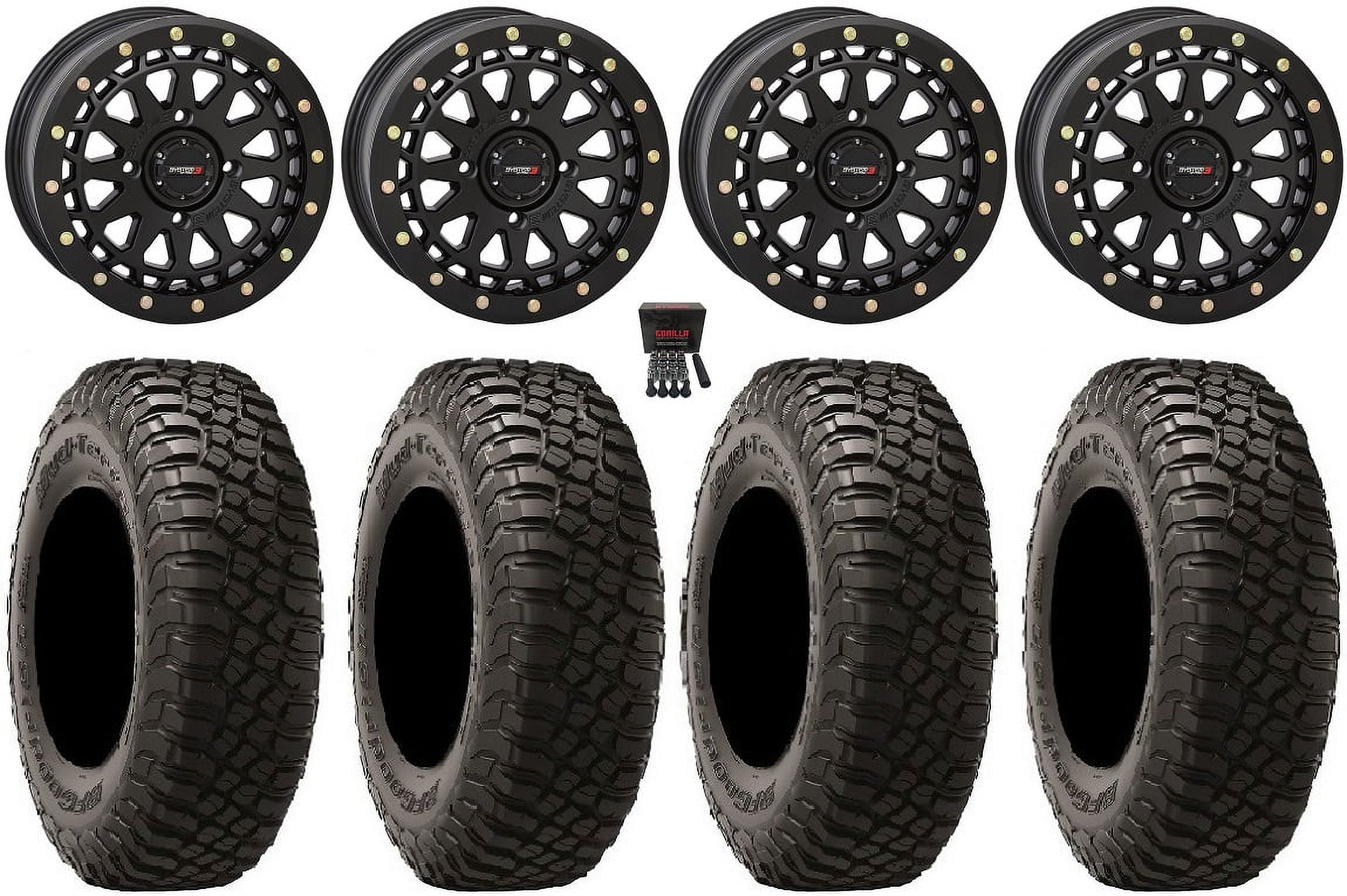 System 3 SB-6 15" Wheels Black (4+3) 32" BFG KM3 Tires Sportsman RZR ...