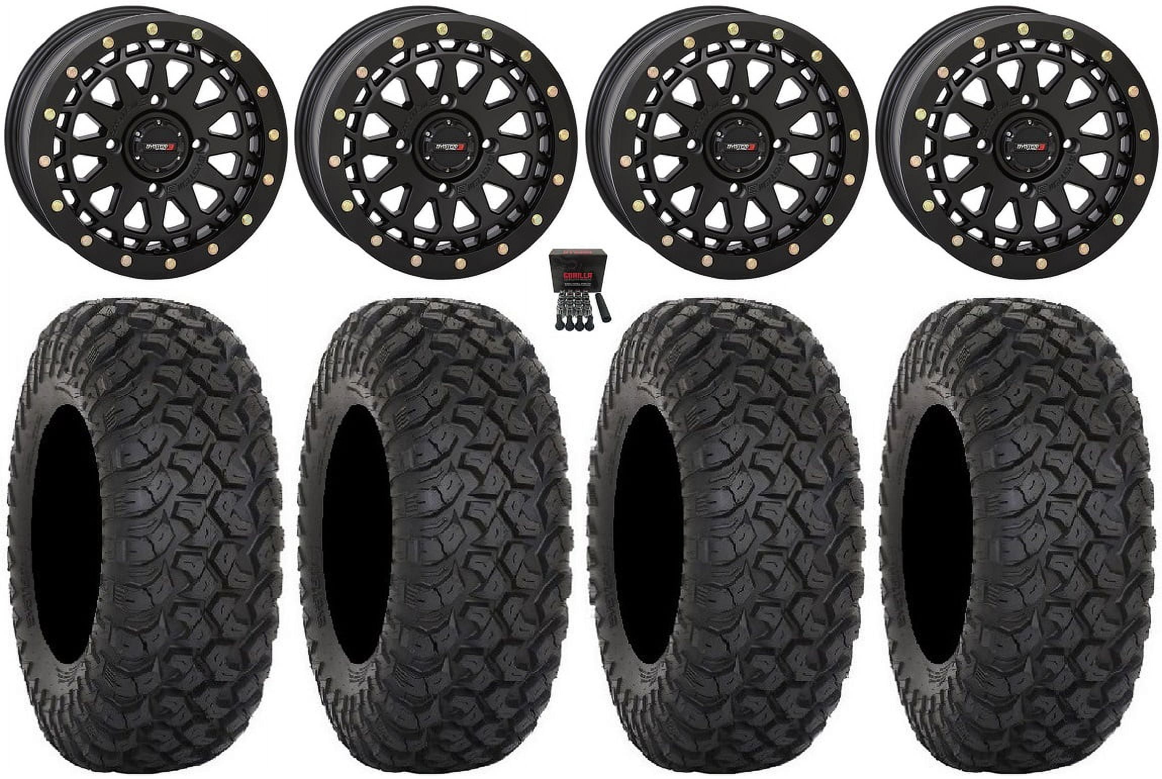 System 3 SB-6 15" Wheels Black (4+3) 32" RT320 Tires Can-Am Commander ...