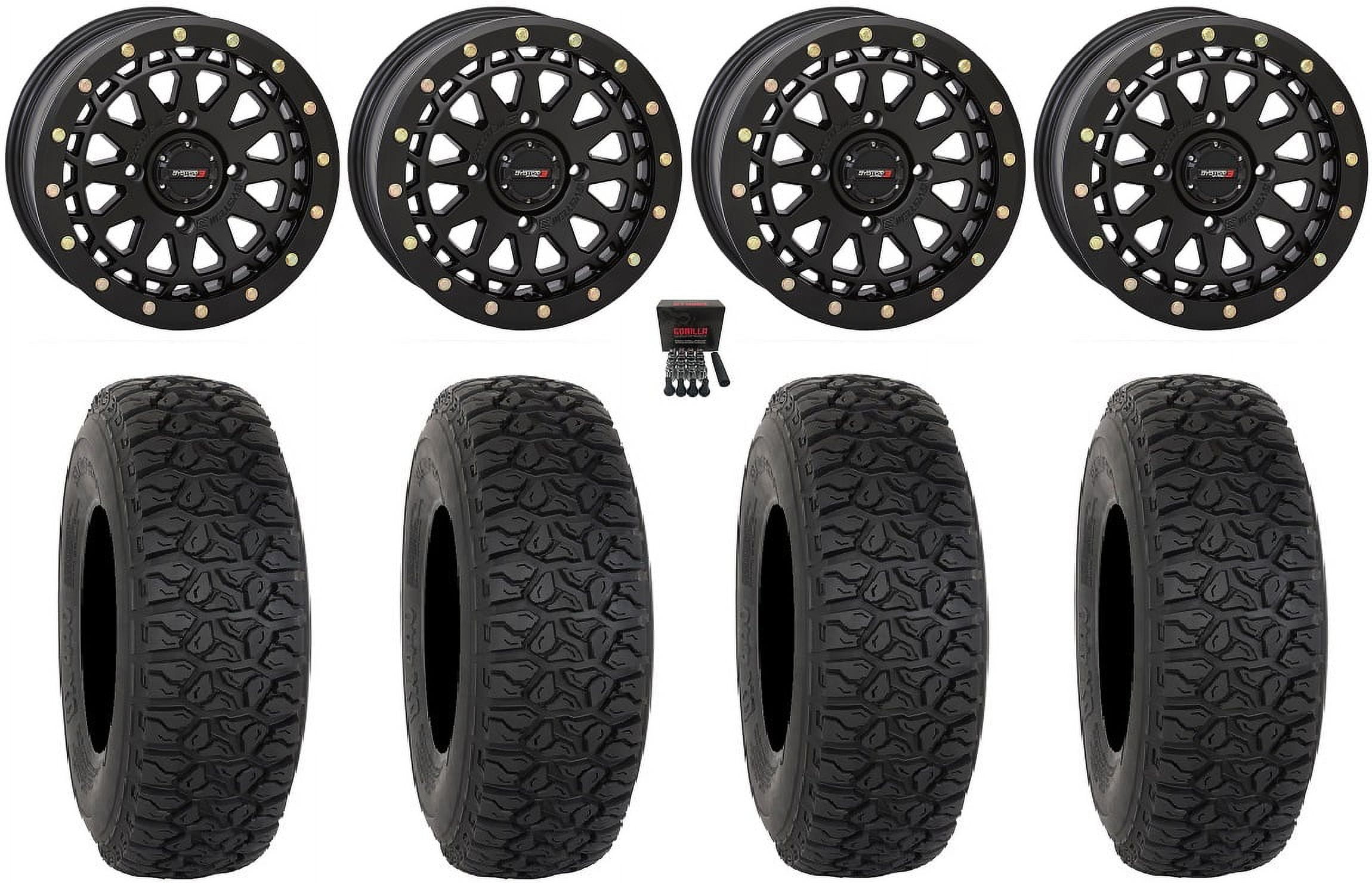 System 3 SB-6 15" Wheels Black (4+3) 35" DX440 Tires Sportsman RZR ...