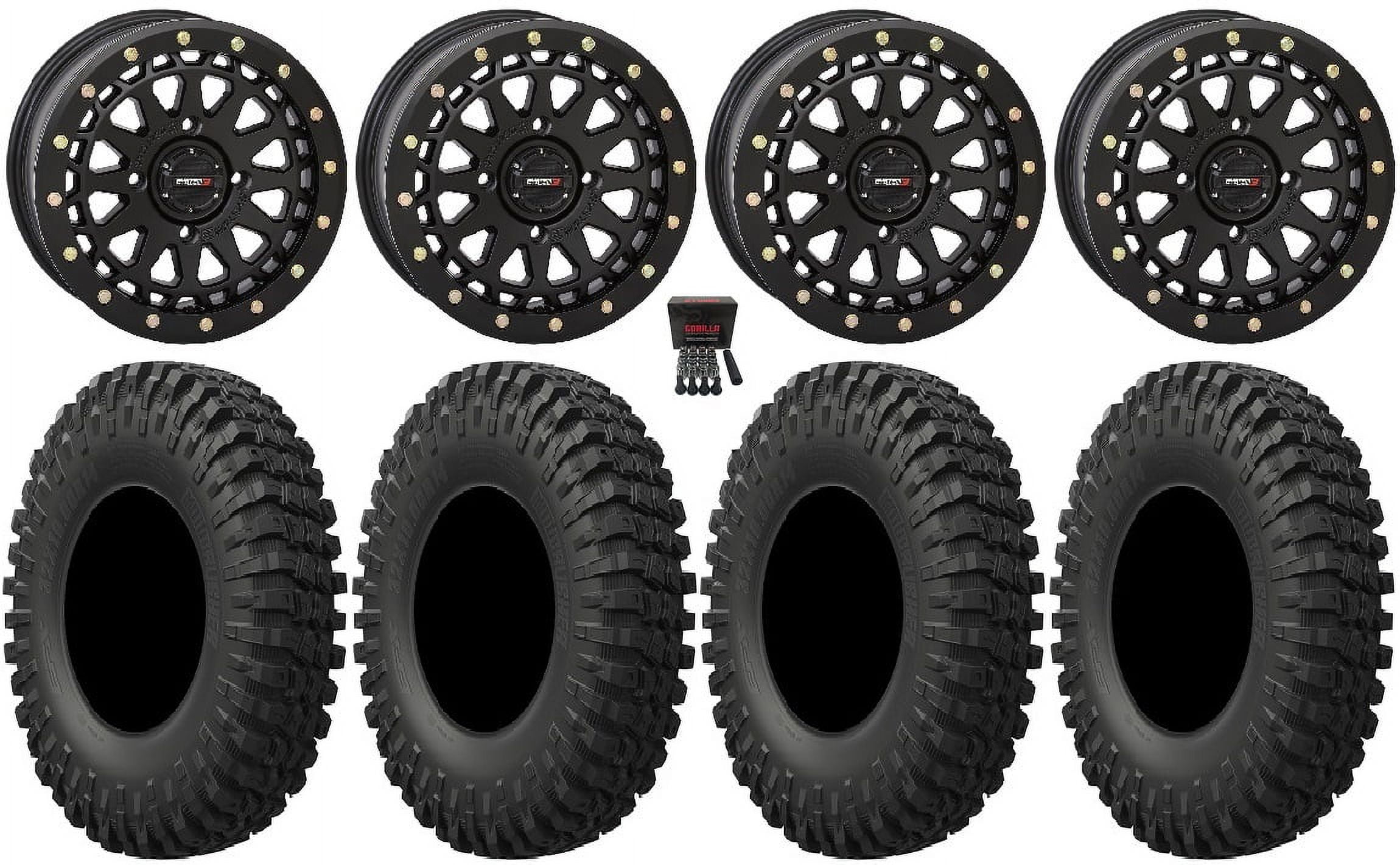 System 3 SB-6 15" Wheels Black (5+2) 35" MotoCrusher Tires Can-Am ...