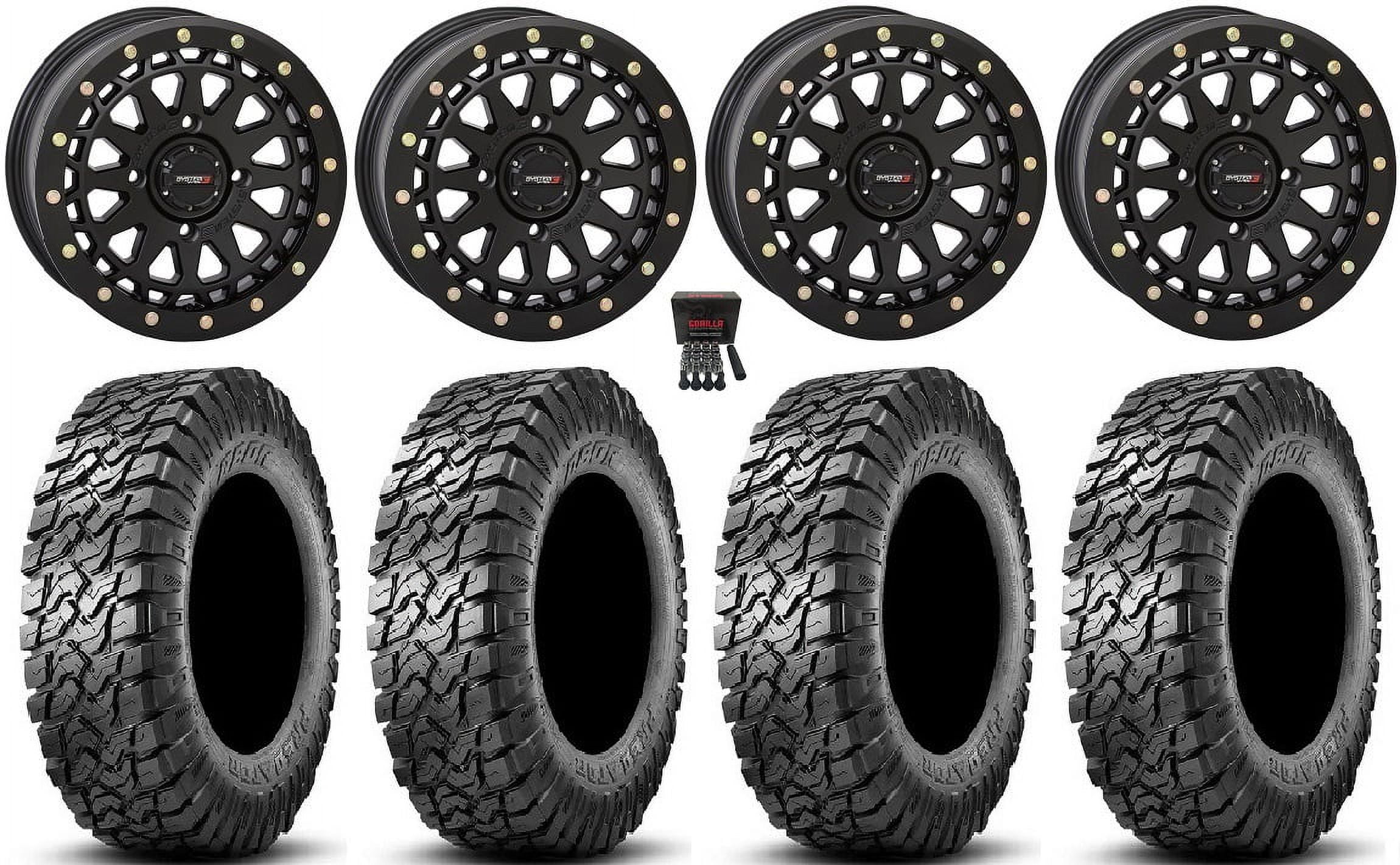 System 3 SB-6 15" Wheels Black (6+1) 30" Predator Tires Sportsman RZR ...