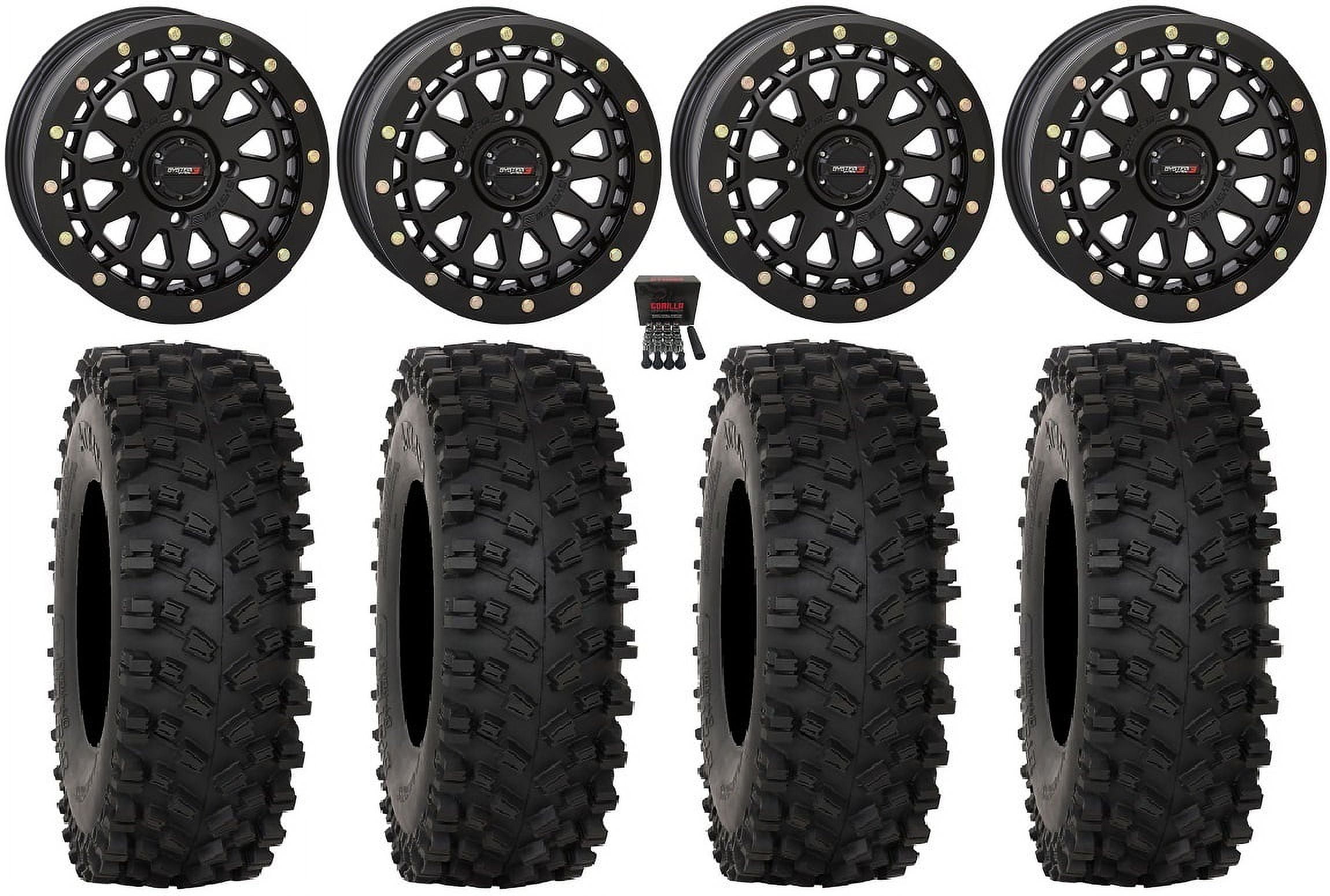 System 3 SB-6 15" Wheels Black (6+1) 33" ATX470 Tires Sportsman RZR ...