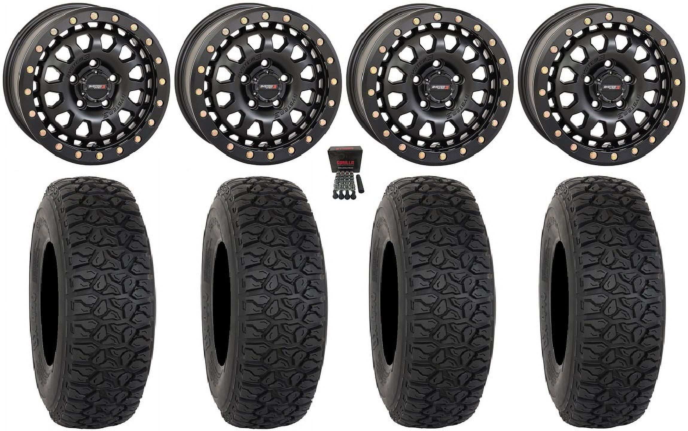 System 3 SB-6 15" Wheels Black (6+1) 33" DX440 Tires Polaris RZR Turbo ...