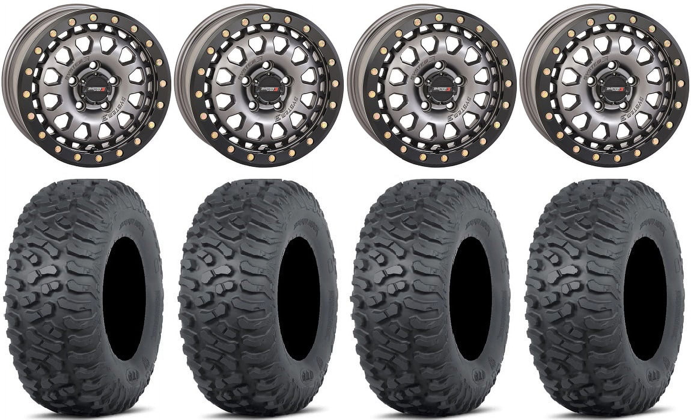 System 3 SB-6 15" Wheels Gm 6+1 32" Terra Hook Tires Polaris RZR Turbo ...