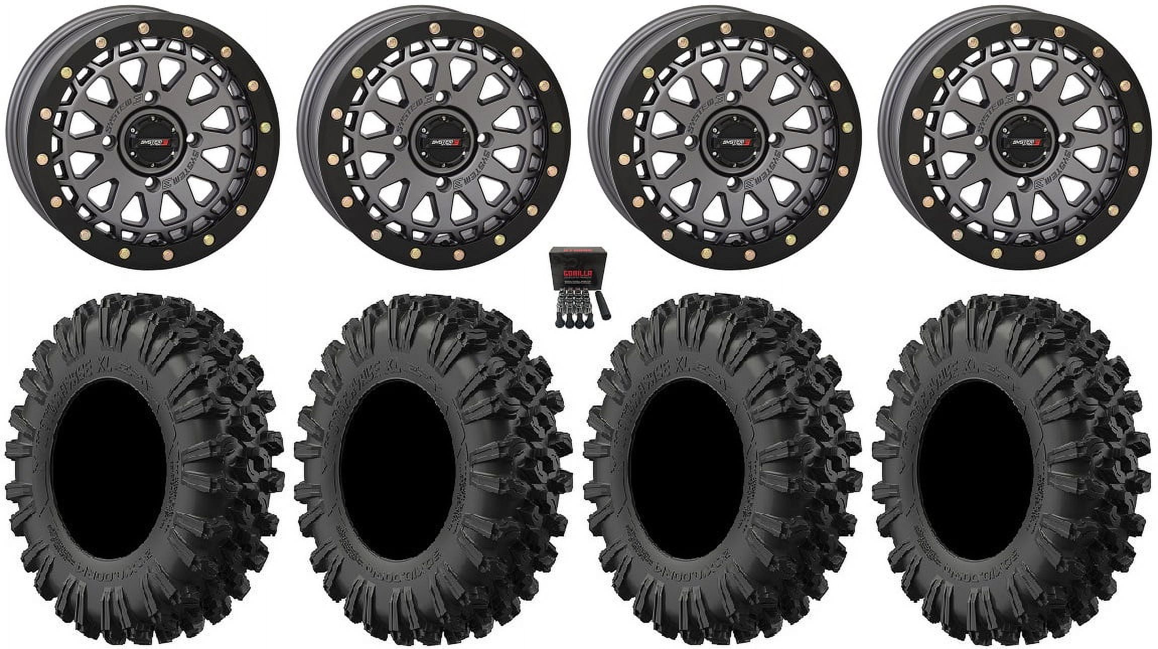 System 3 SB-6 15" Wheels Gunmetal (4+3) 32" MotoRavage XL Tires Can-Am ...