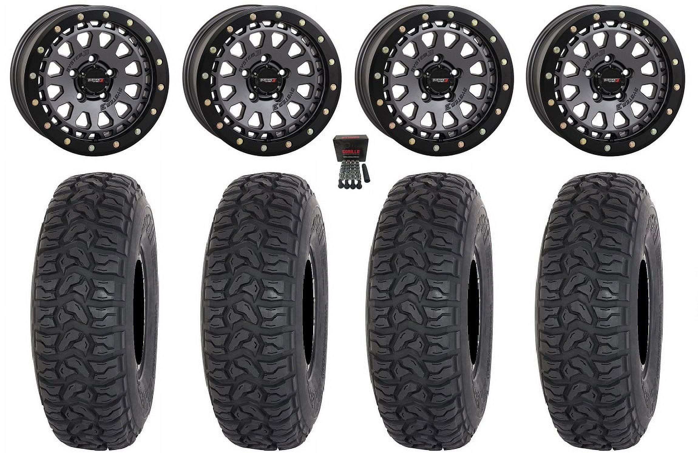 System 3 SB-6 15" Wheels Gunmetal (4+3) 33" Chicane LT Tires Polaris ...