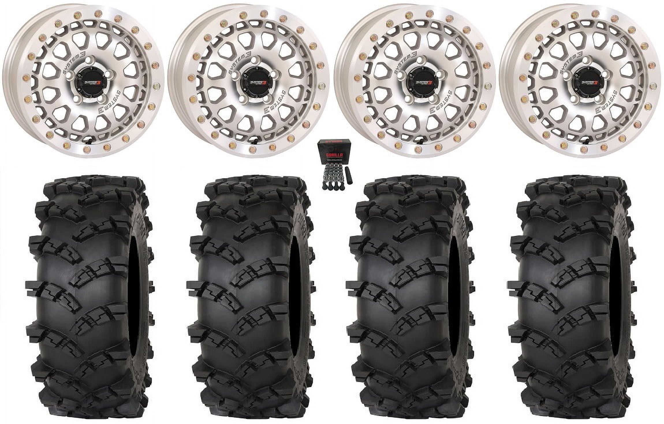 System 3 SB-6 15" Wheels Mh (6+1) 35" Outlaw M/T Tires Polaris RZR ...