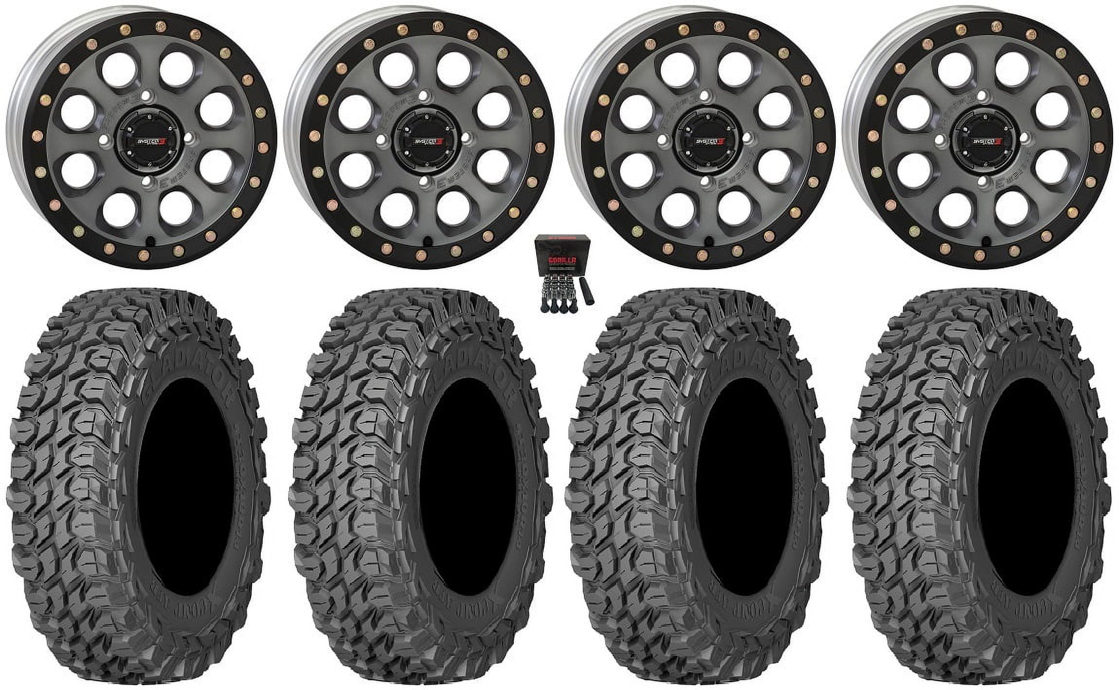 System 3 SB-7 14" Wheels Ti (4+3) 30" X Comp ATR Tires Kawasaki Mule ...