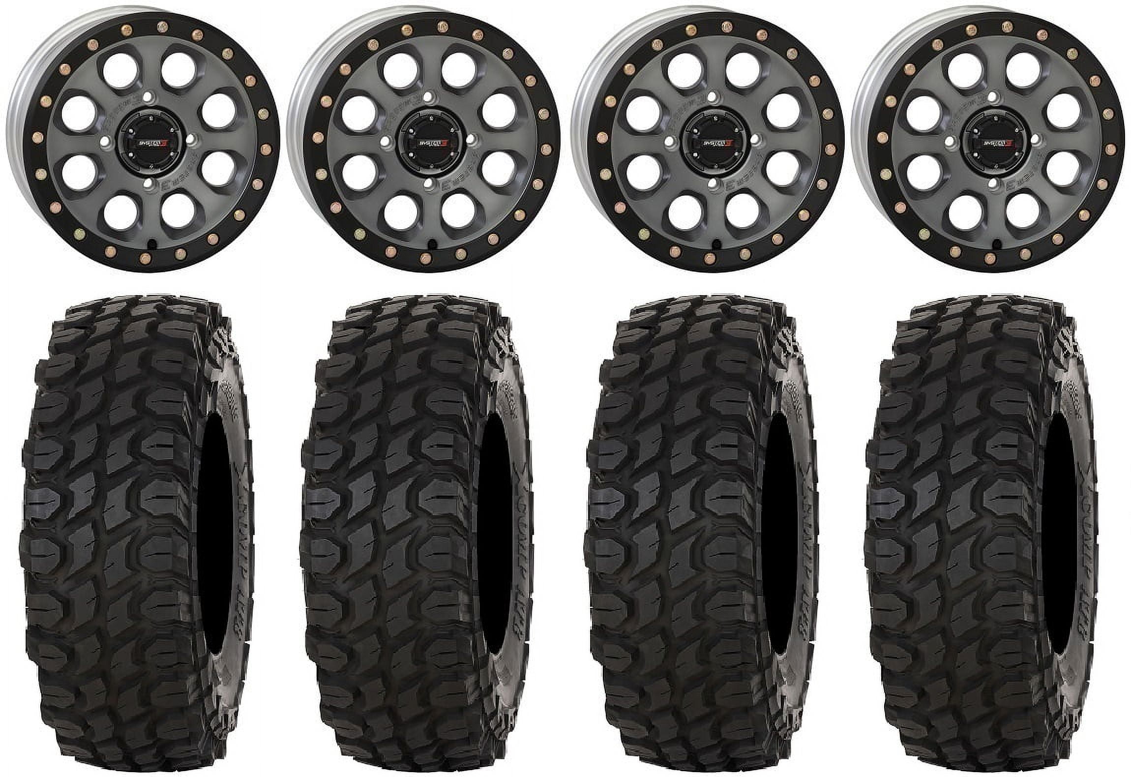 System 3 SB-7 14" Wheels Ti (4+3) 32" XComp ATR Tires Kawasaki Teryx ...