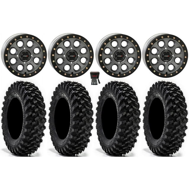 System 3 SB-7 14" Wheels Ti (4+3) 34" Warrior XT Tires Sportsman RZR ...