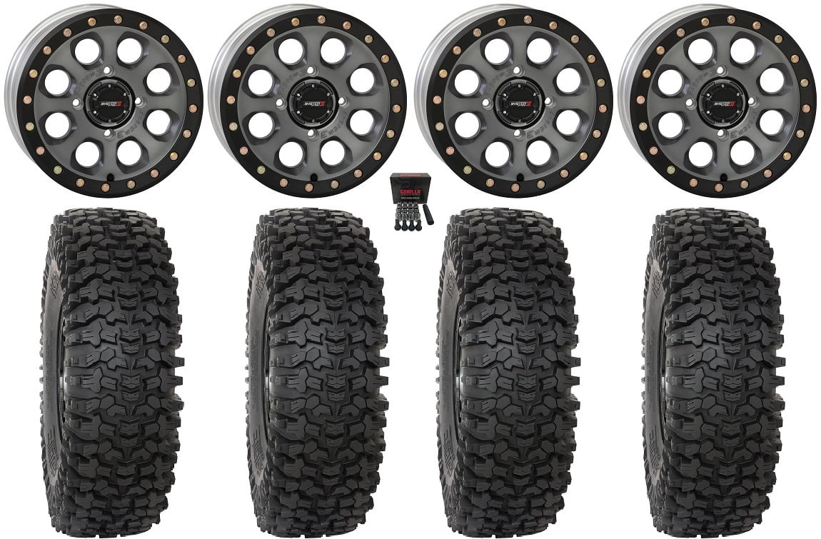 System 3 SB-7 14" Wheels Titanium (4+3) 28" RC500 Tires Kawasaki Teryx ...