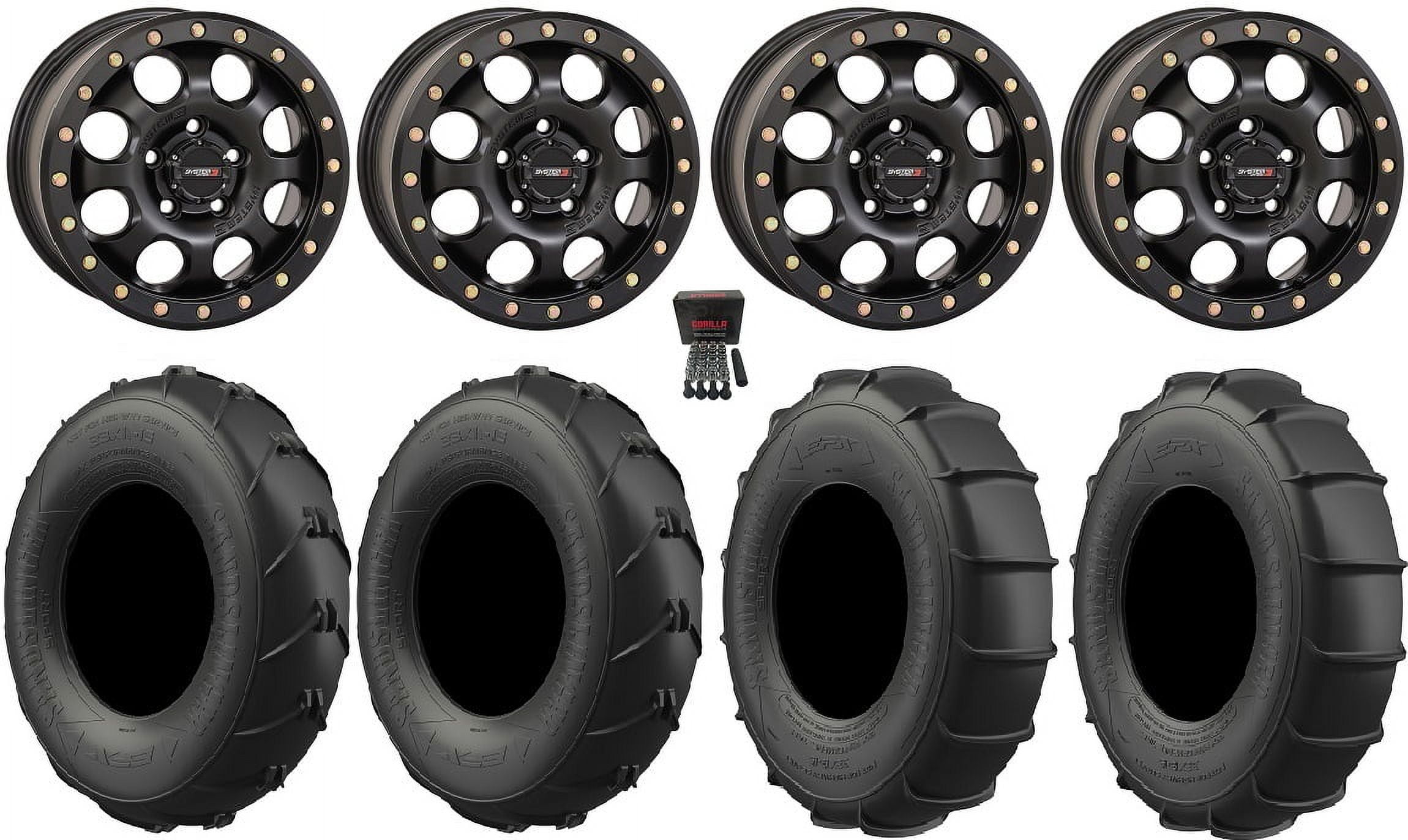 System 3 SB-7 15" Wheels Bk 33" Sand Slinger Tires Polaris RZR Turbo R ...