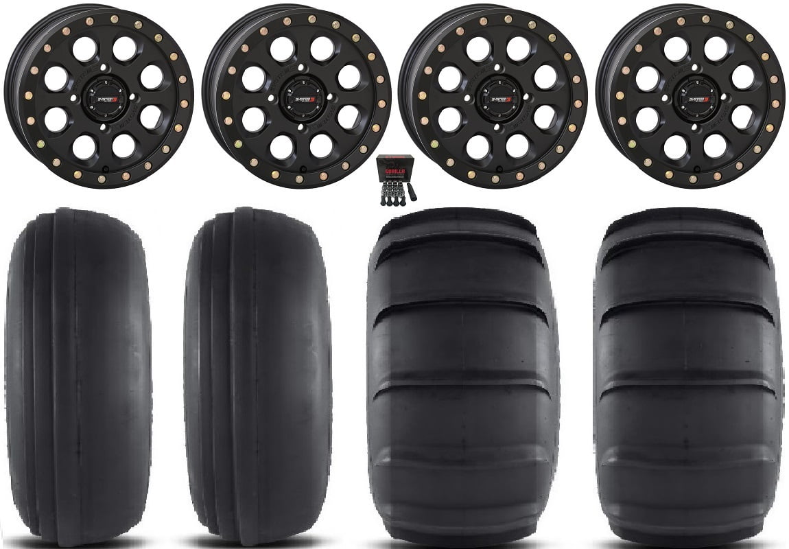 System 3 SB-7 15" Wheels Black 32" Sand Slinger Tires Can-Am Commander Maverick Renegade ...