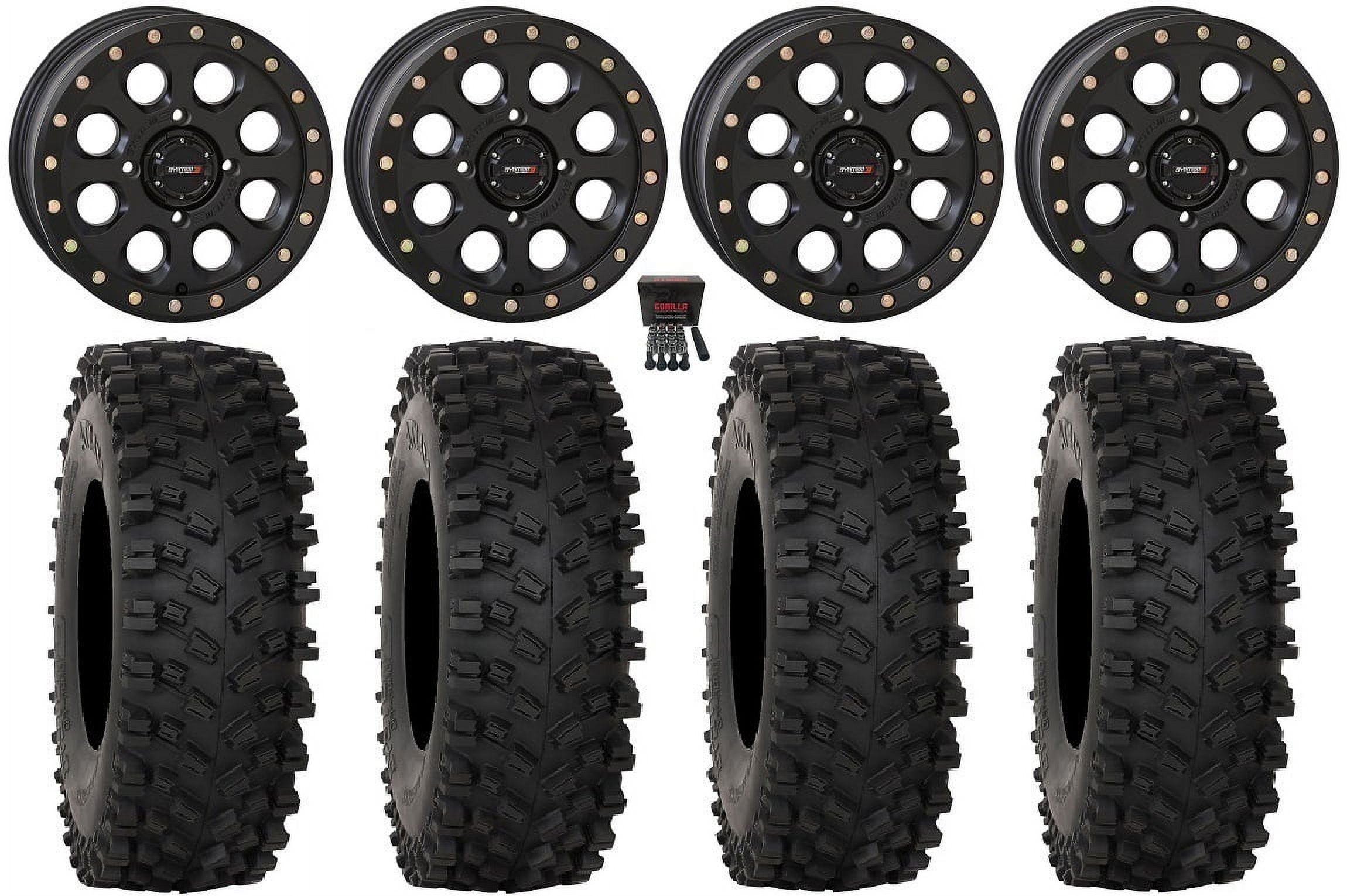 System 3 SB-7 15" Wheels Black (4+3) 32" ATX470 Tires Sportsman RZR ...