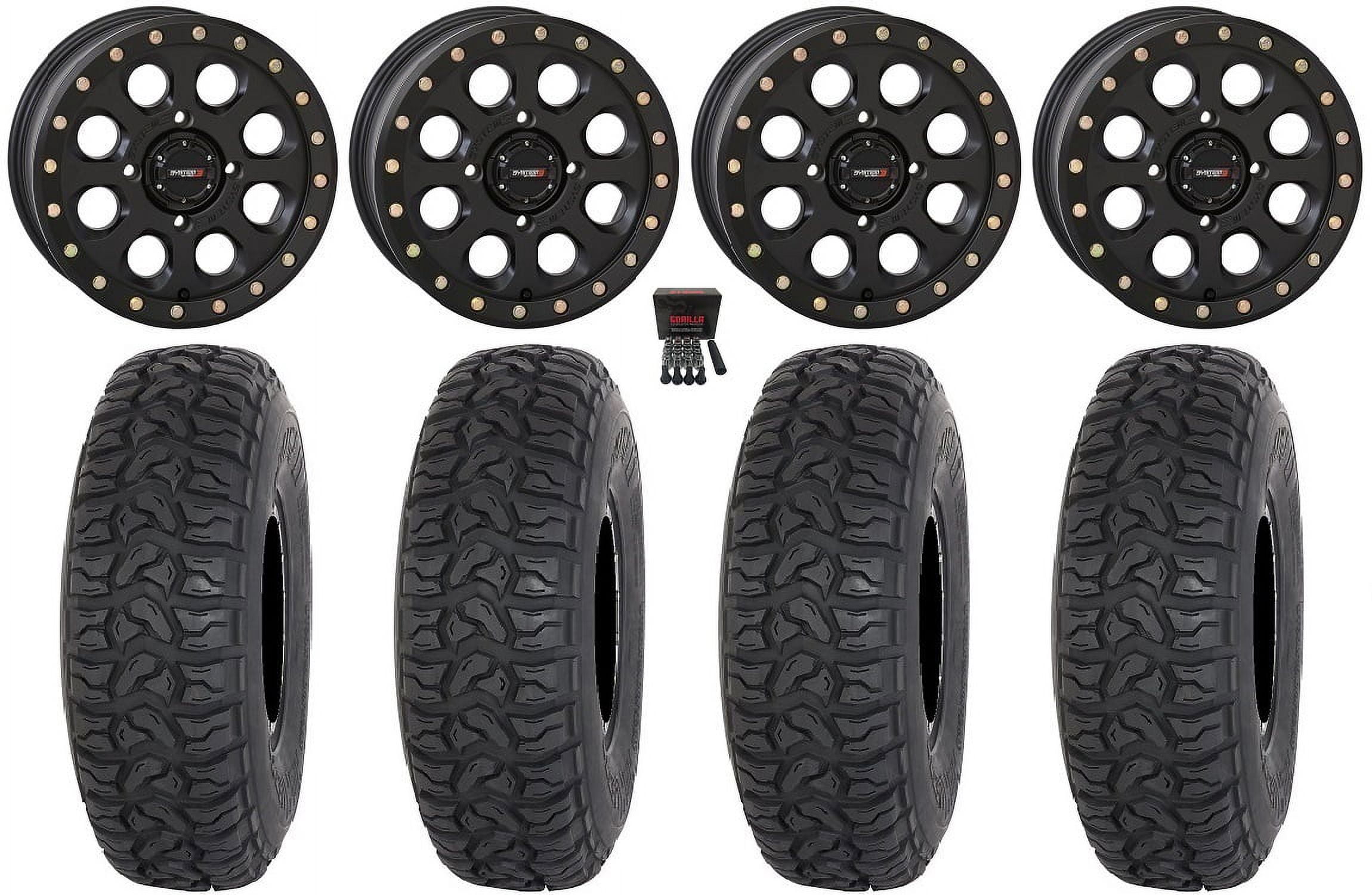 System 3 SB-7 15" Wheels Black (4+3) 32" Chicane LT Tires Kawasaki Mule ...