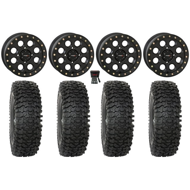 System 3 SB-7 15" Wheels Black (4+3) 32" RC500S Sticky Tires Kawasaki ...